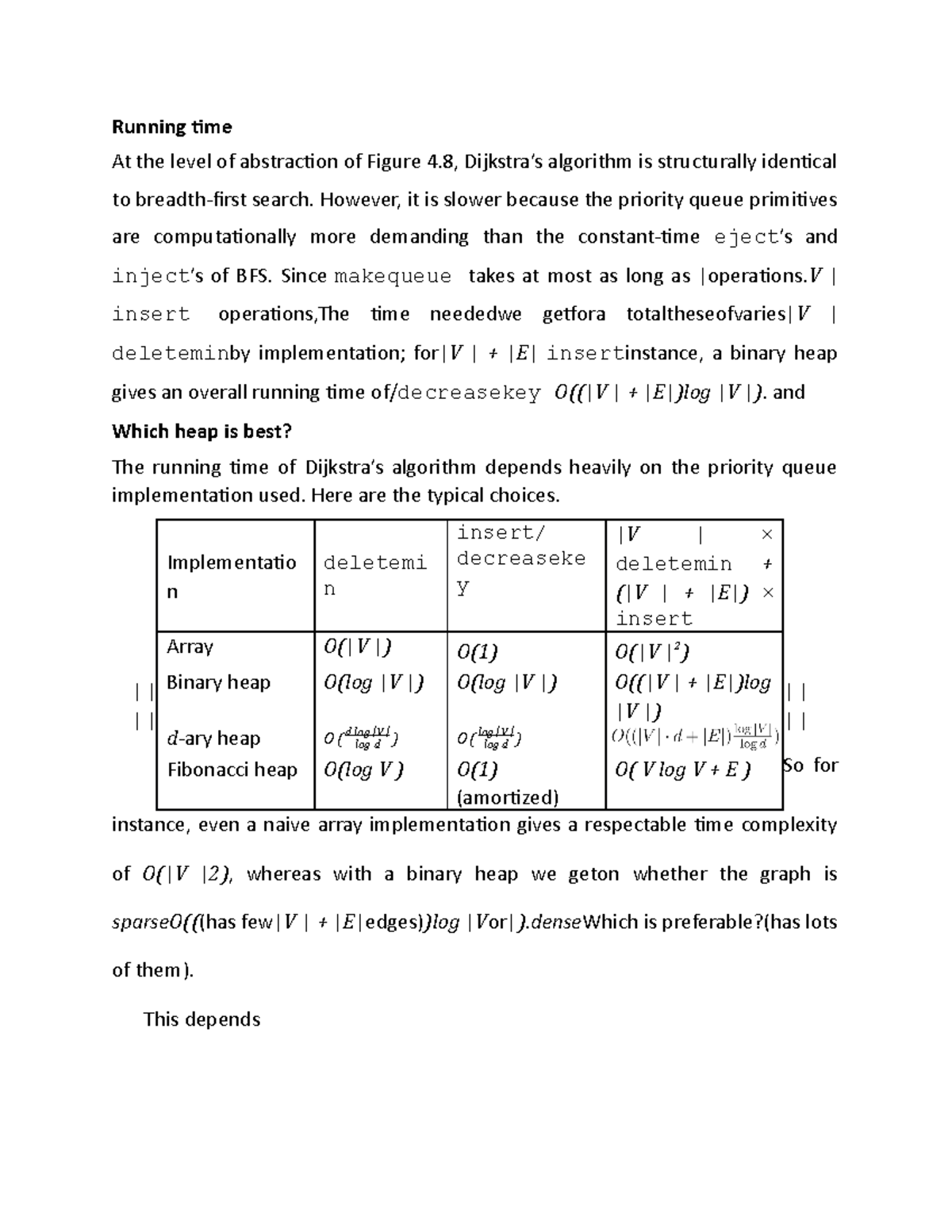 Running time - Running time At the level of abstraction of Figure 4, Dijkstra’s algorithm is ...