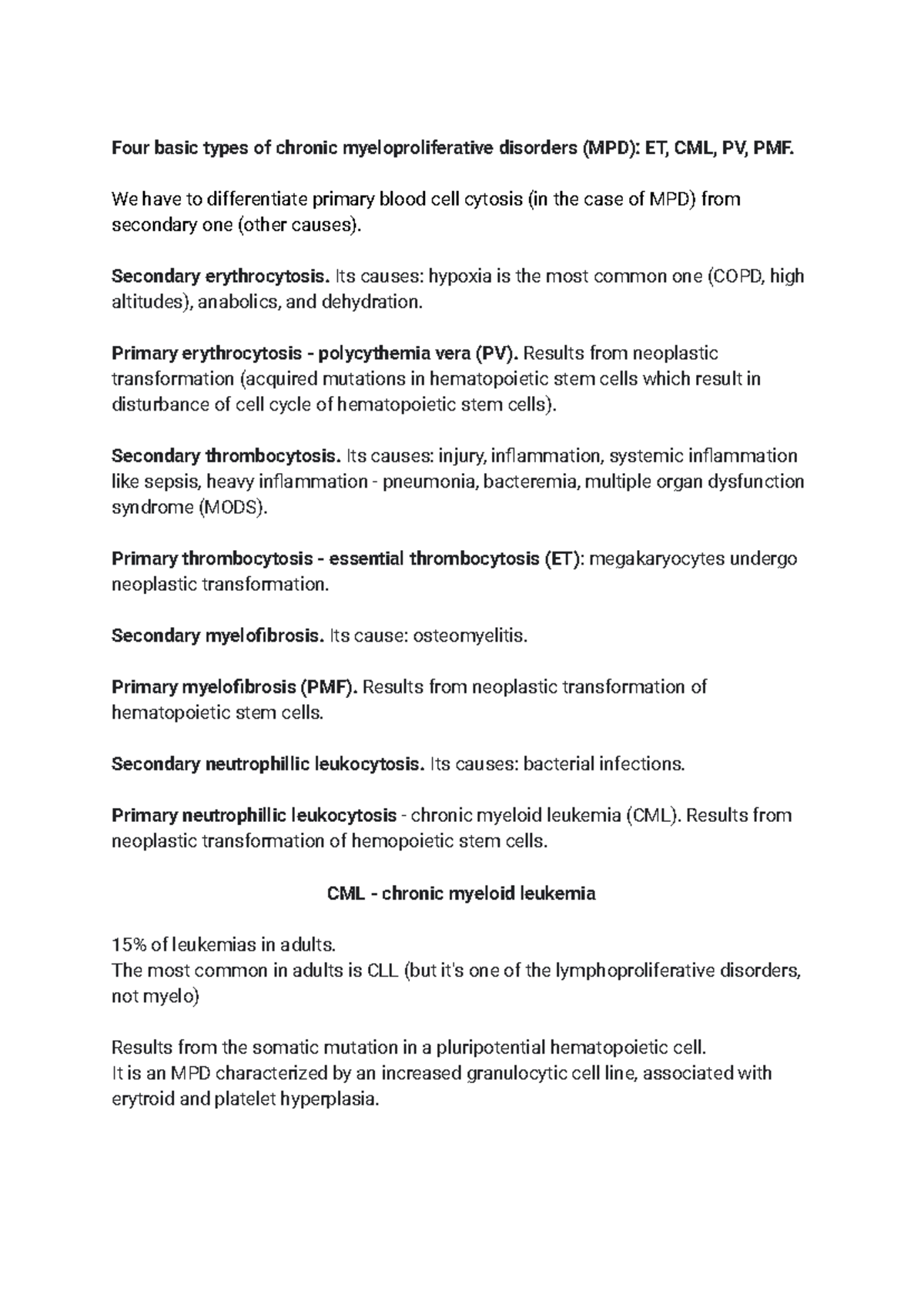 Chronic myeloproliferative disorders - We have to differentiate primary ...