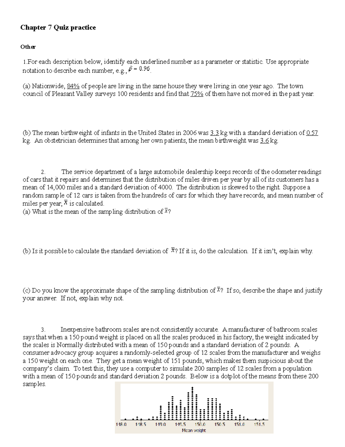 Chapter 7 Quiz practice 3 - Chapter 7 Quiz practice Other 1 each ...