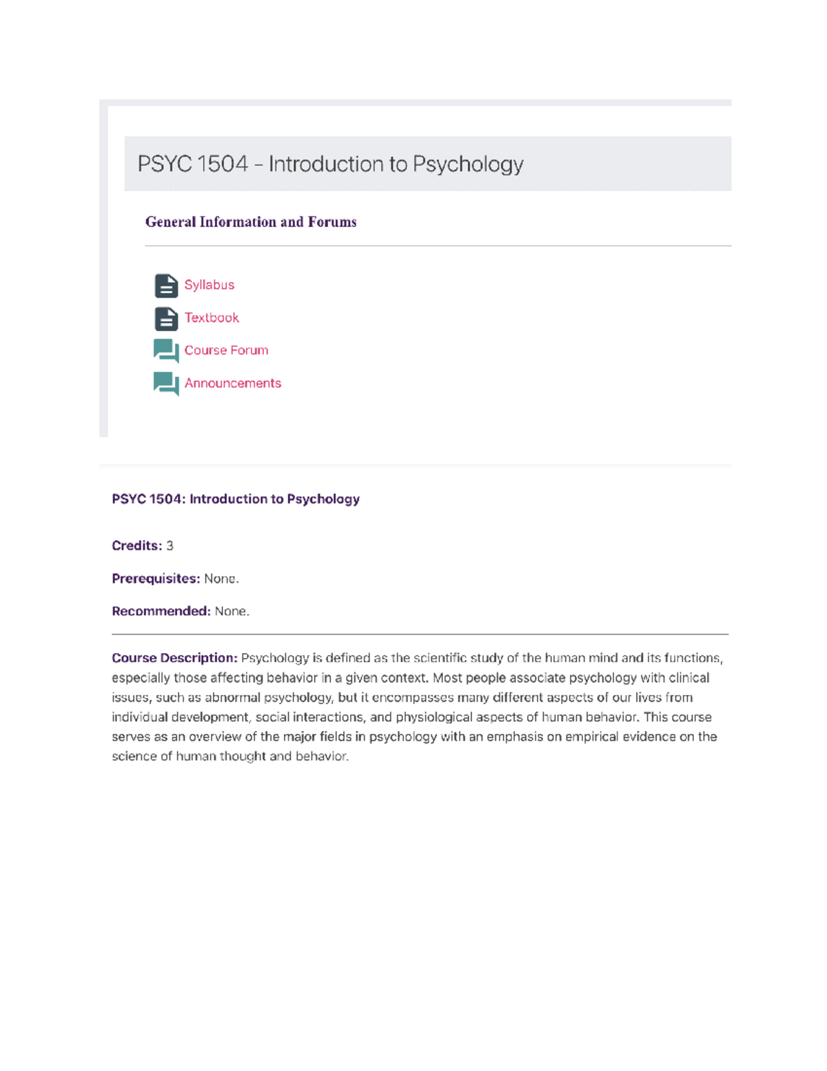 Useful Info about PSYC 1504 - PSYC 1504 - Studocu