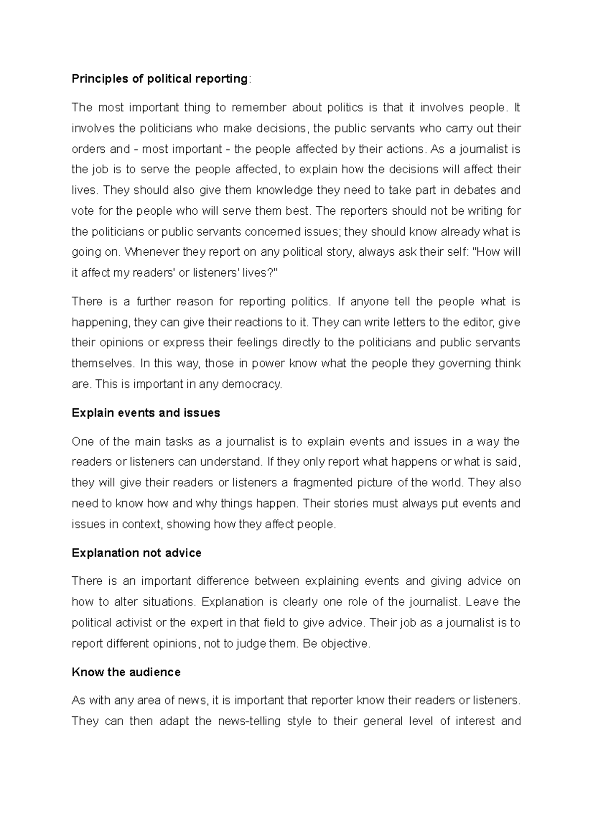 KEYS DOCS - its lecturers note for politics. - Principles of political ...