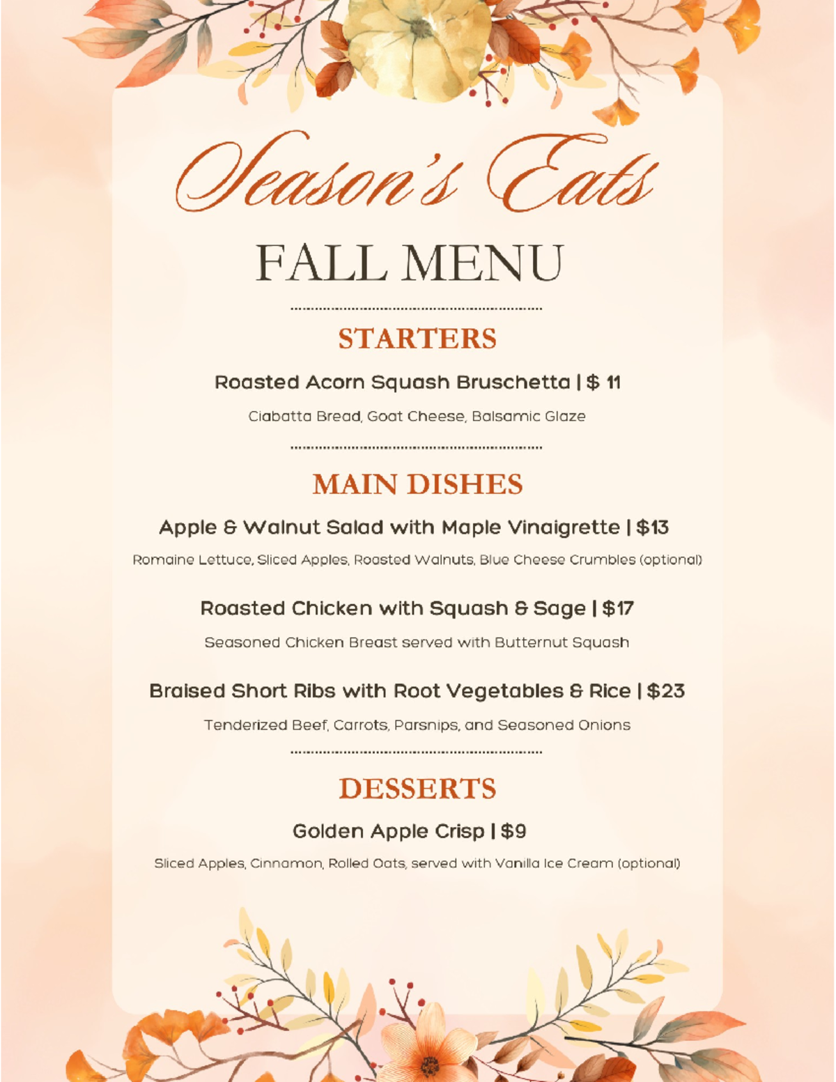 HM3020-Final Project Menu - Menu Item: Roasted Acorn Squash Bruschetta ...