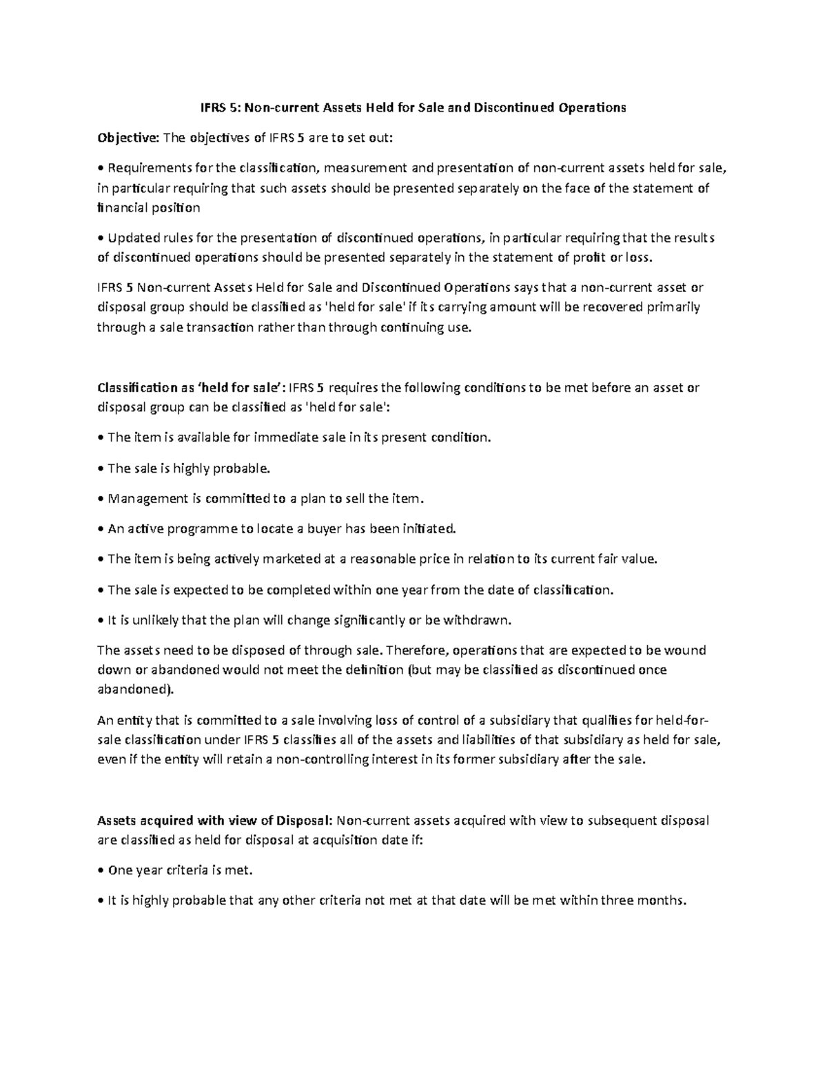 IFRS 5 - IFRS 5: Non-current Assets Held for Sale and Discontinued ...