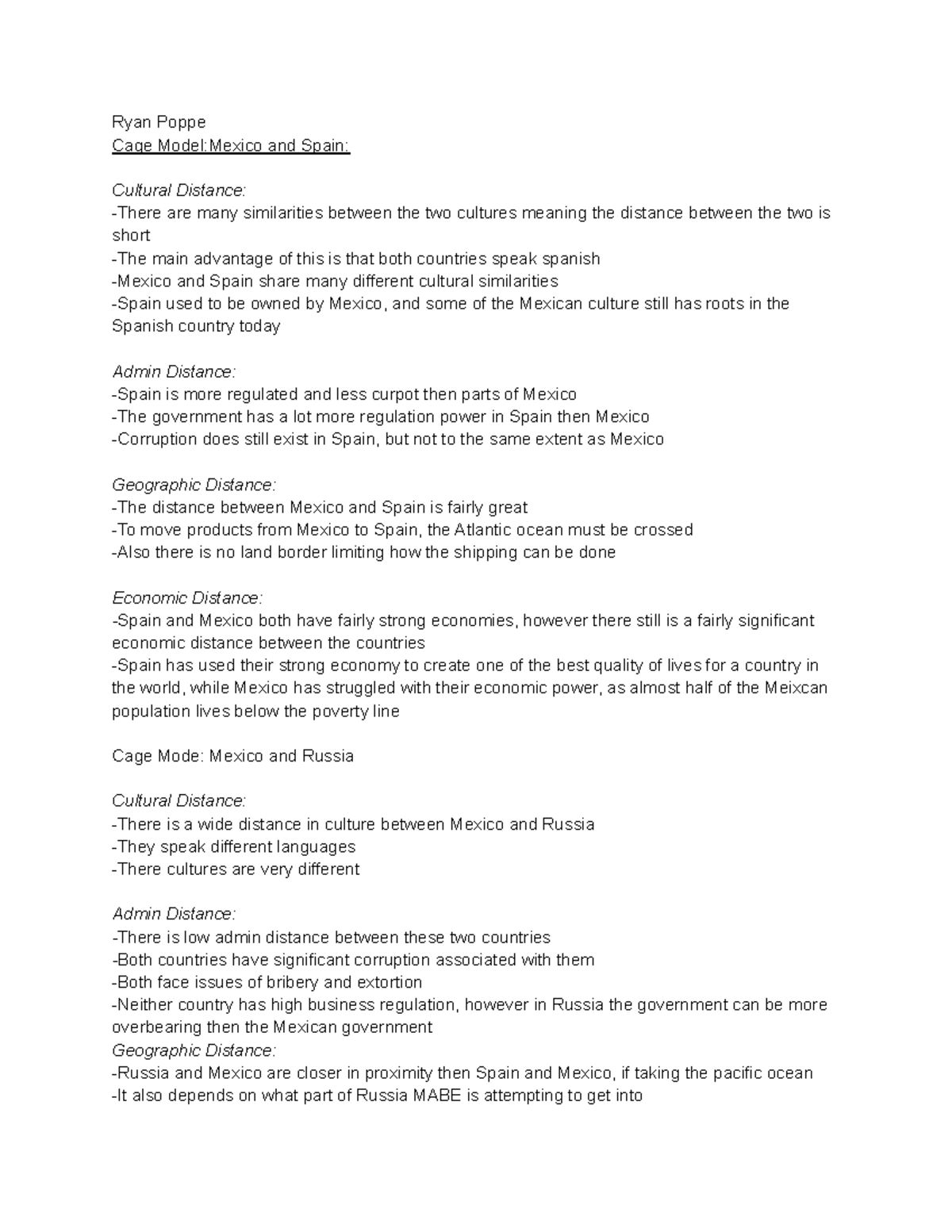 Cage Model - Ryan Poppe Cage Model:Mexico and Spain: Cultural Distance ...