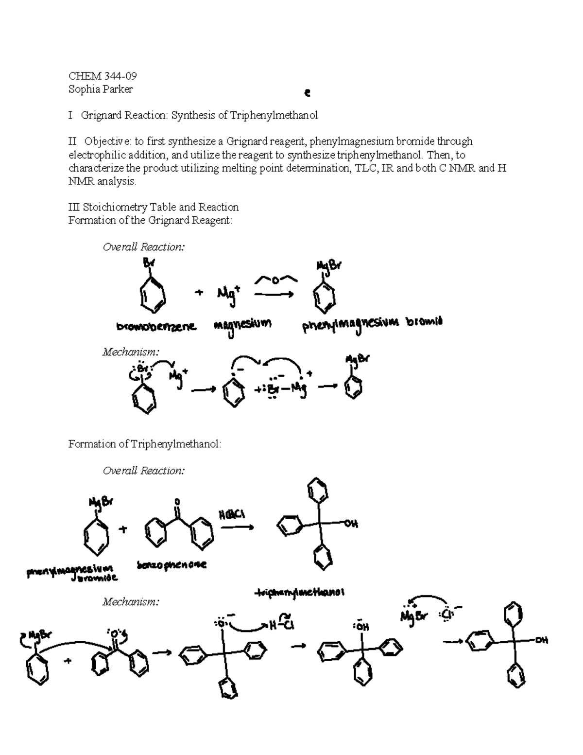 EXP 6 final - Experiment 6 - CHEM 344- Sophia Parker I Grignard ...