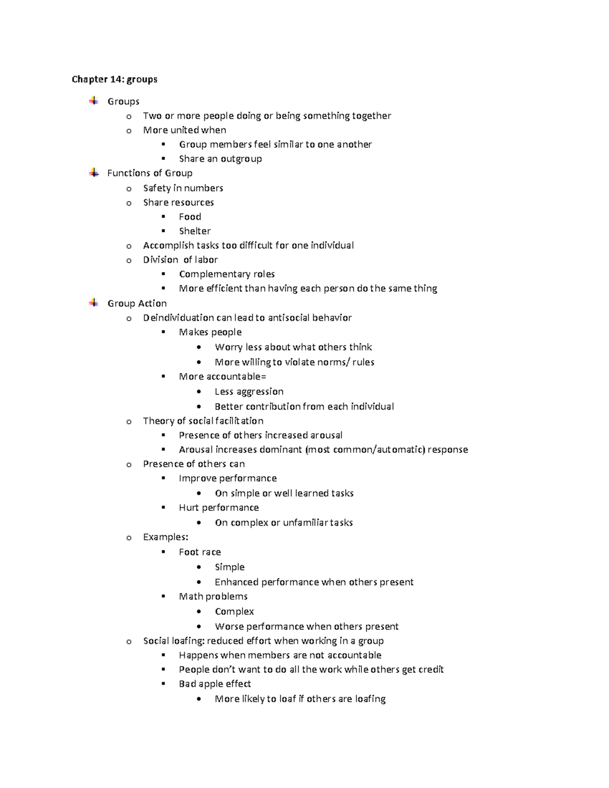 Chapter 14 social psychology - Chapter 14: groups Groups o Two or more ...