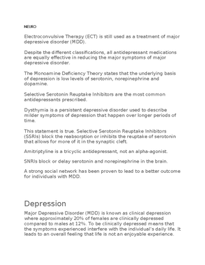 [Solved] The Monoamine Deficiency Theory states that the underlying ...