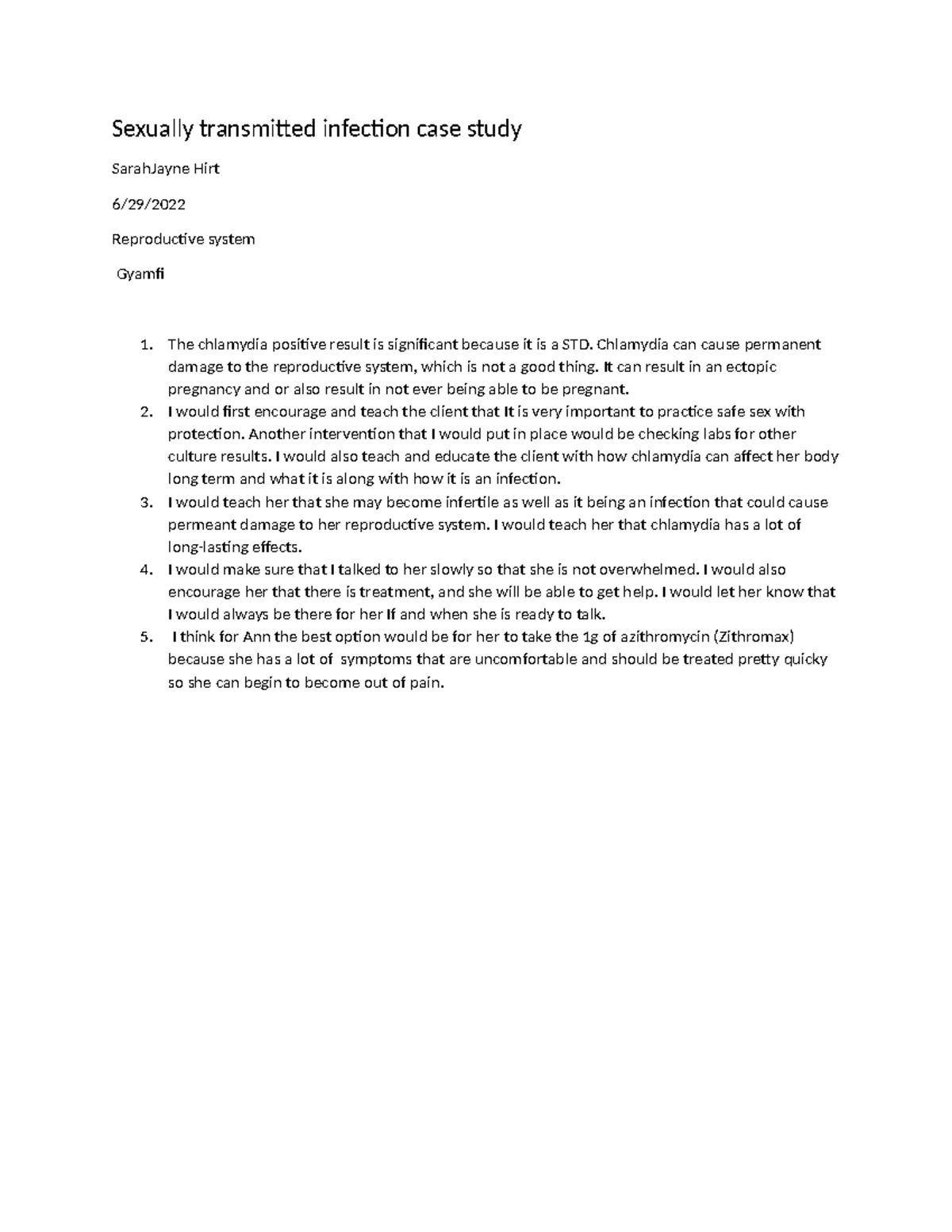 Sexually transmitted infection case study - Sexually transmitted ...