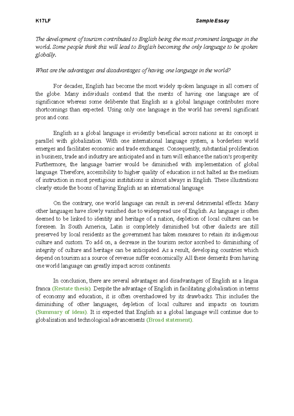 Handout Expository Essay - K17LF Sample Essay The development of ...