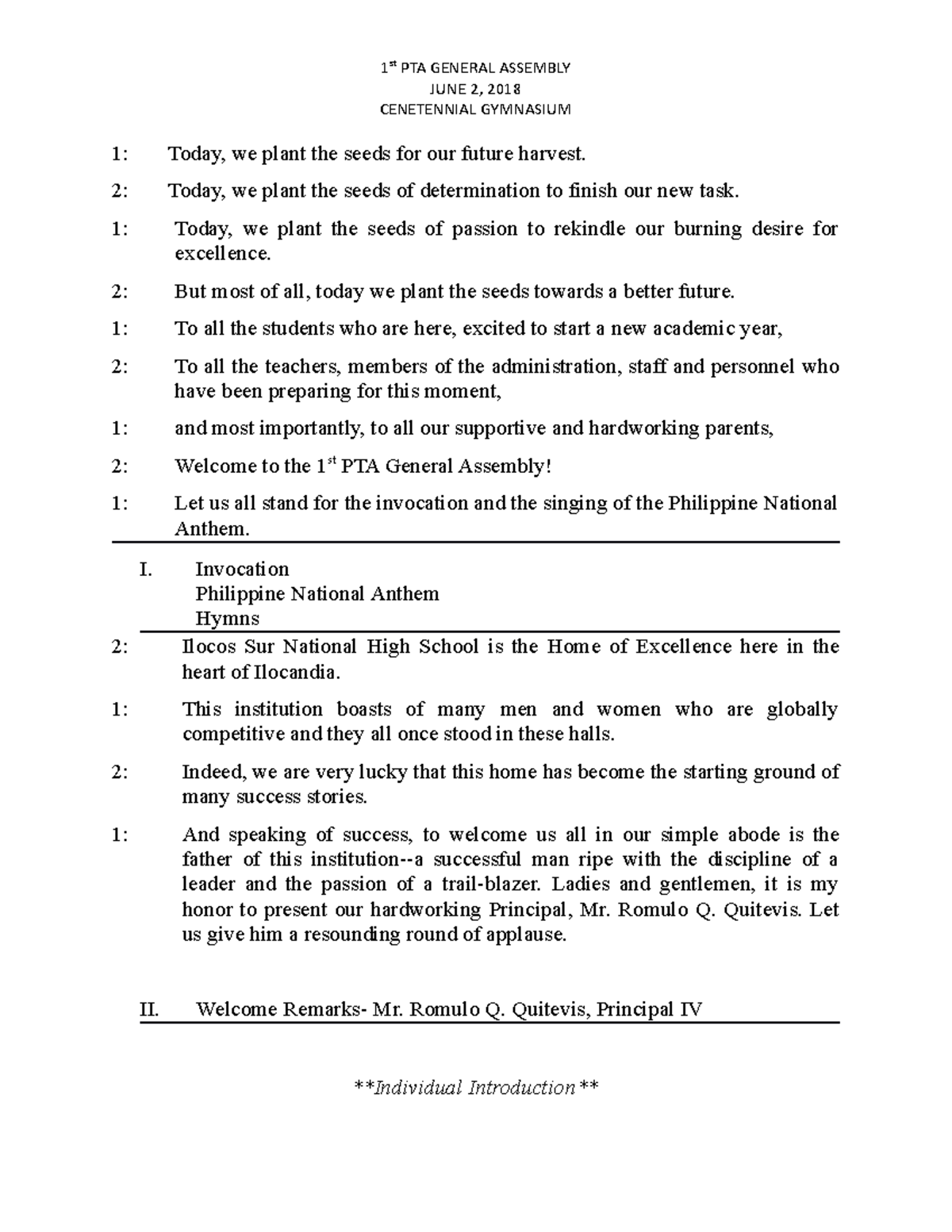 1st-pta - Hshsjsksks - 1 st PTA GENERAL ASSEMBLY JUNE 2, 2018 ...