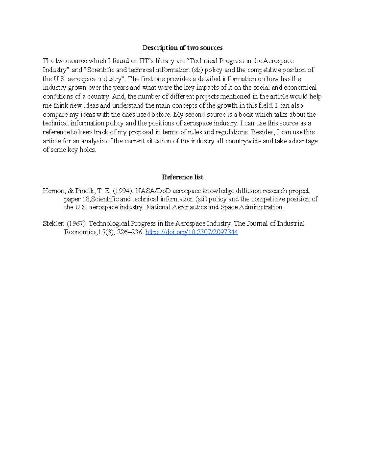 Conducting research - Description of two sources The two source which I ...