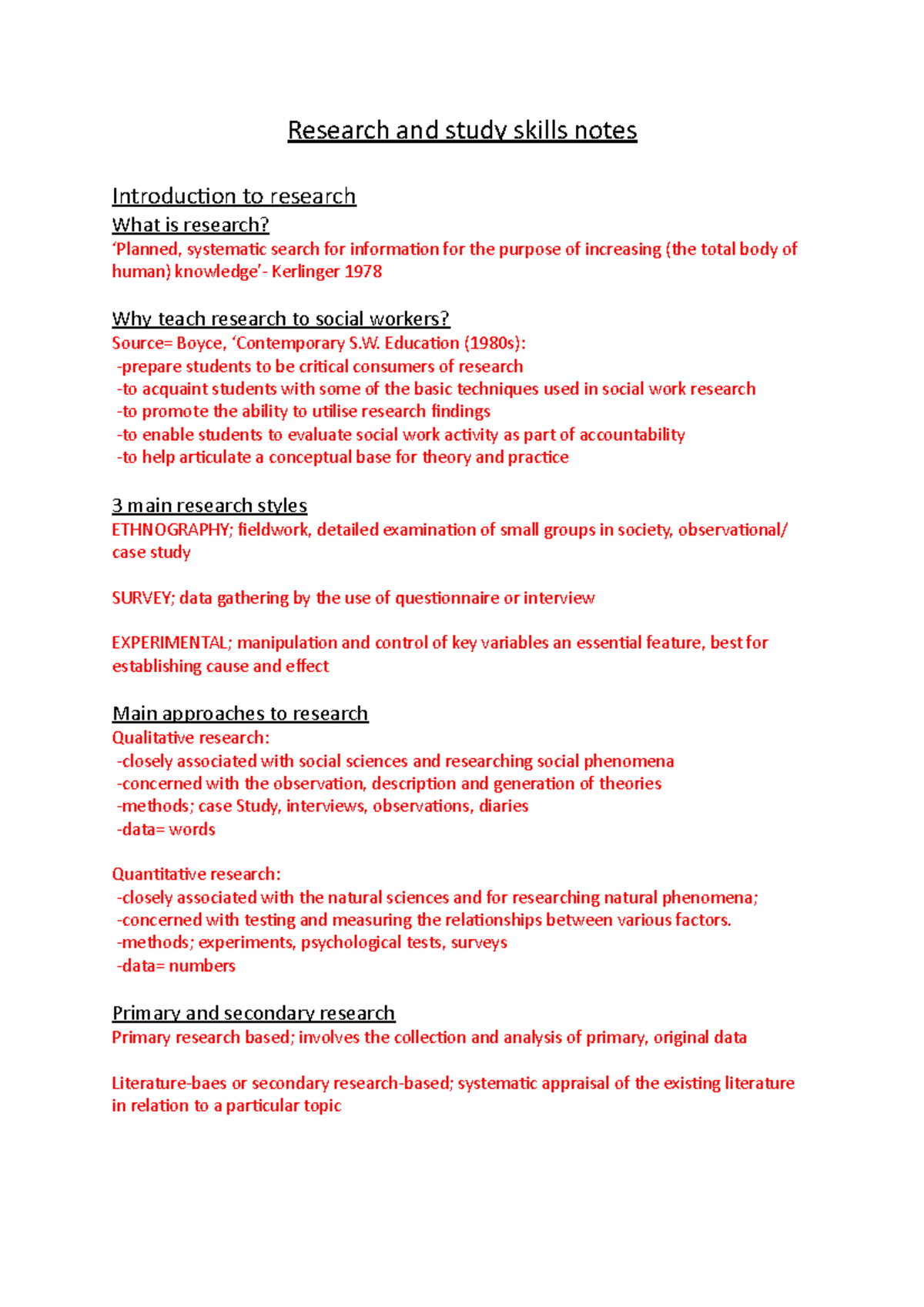 Research and study skills notes - Research and study skills notes ...
