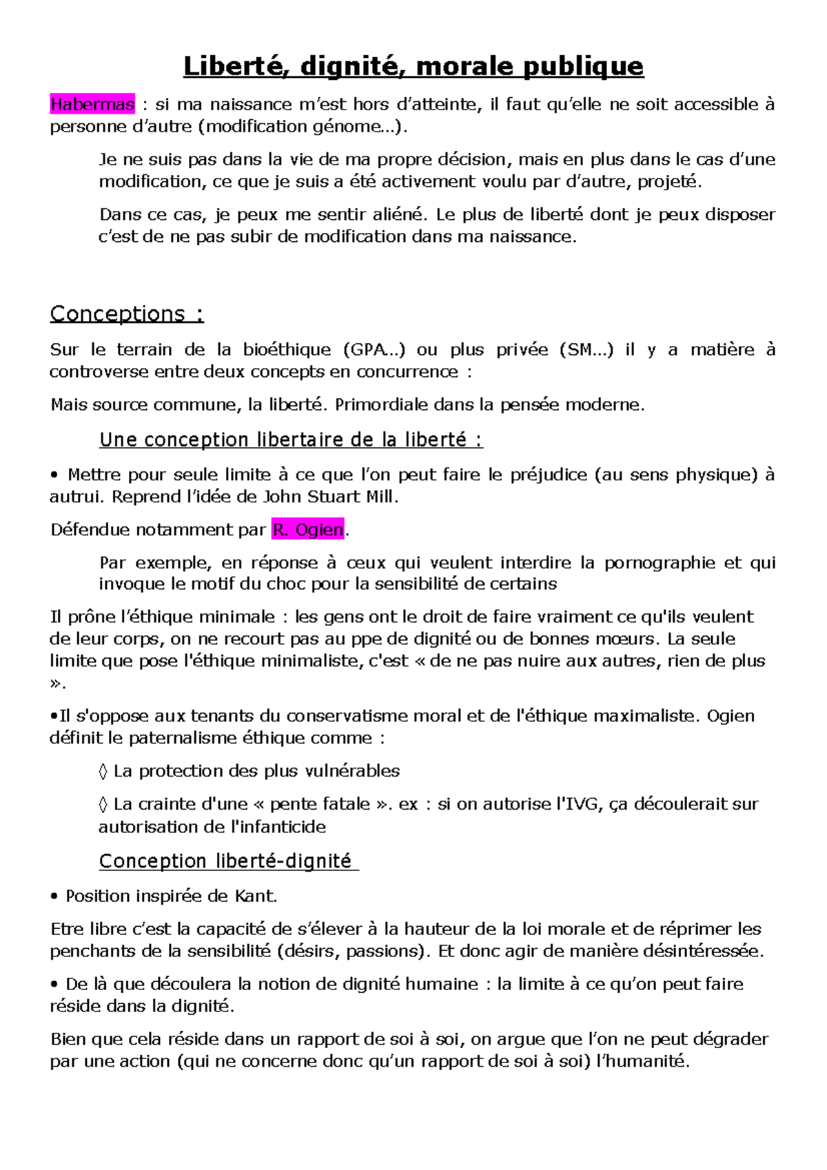 Liberté, dignité, morale publique - Liberté, dignité, morale publique ...