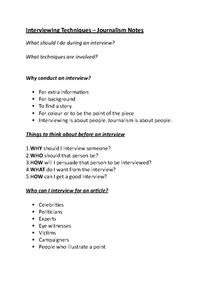 Different Types of Interviews - Journalism notes - Different Types of ...