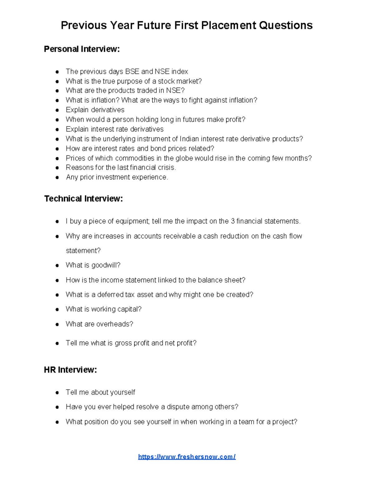 Future First Previous Questions - Previous Year Future First Placement ...