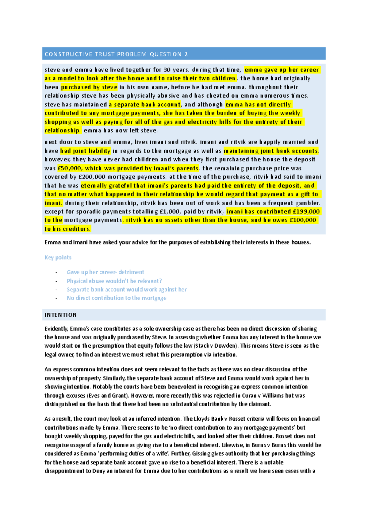 Constructive trust problem question 2 - CONSTRUCTIVE TRUST PROBLEM ...