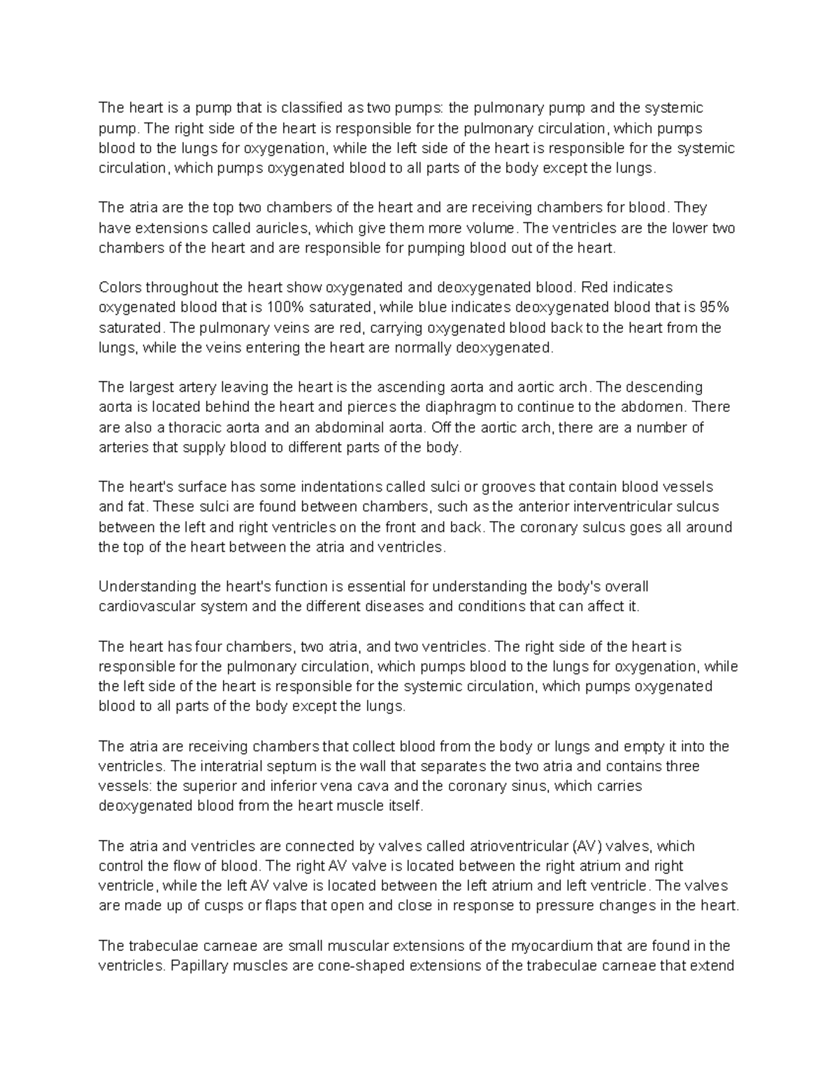 The Function and Structure of the Heart - The heart is a pump that is ...