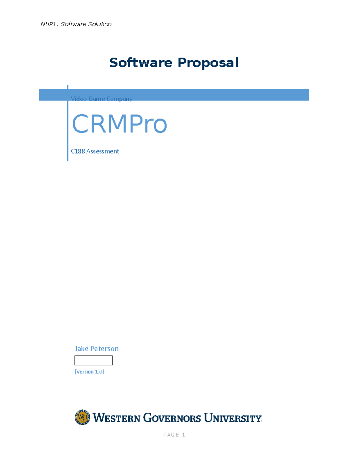 Jake peterson c188 - c188 assignment example - Software Proposal Jake ...