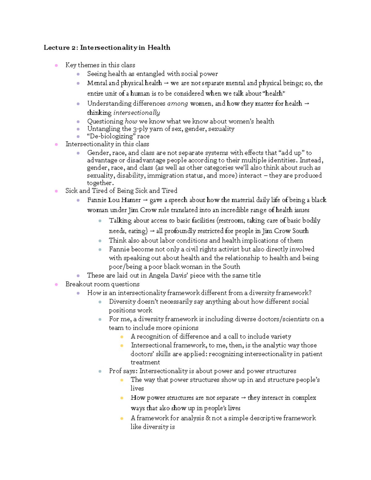 Lecture 2 Intersectionality in Health - Lecture 2: Intersectionality in ...