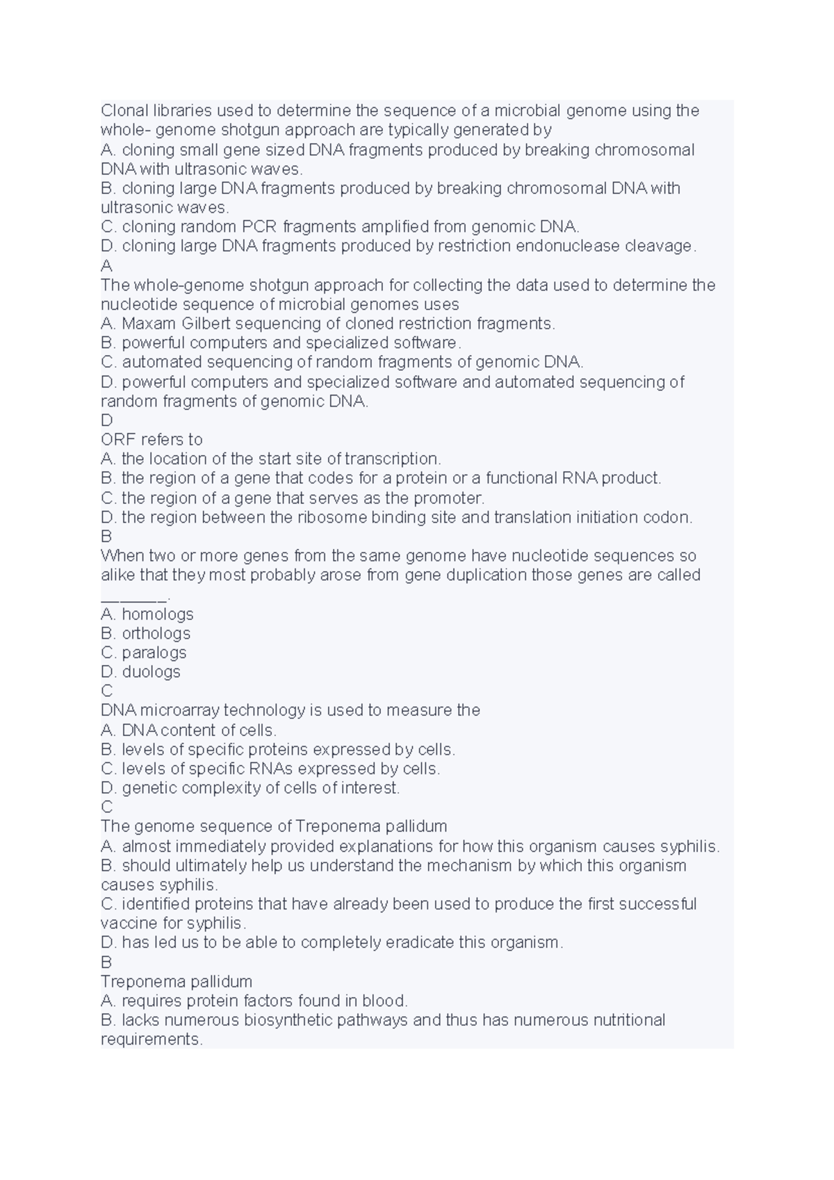 questions/notes/ study guide - Clonal libraries used to determine the ...