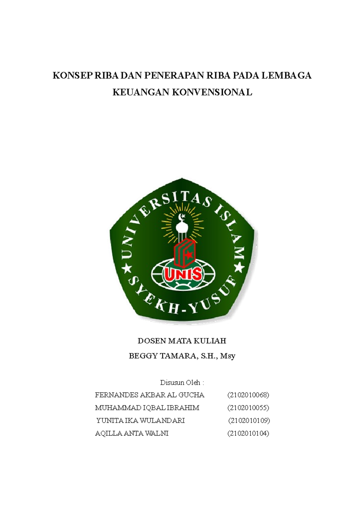 Konsep RIBA DAN Penerapan RIBA PADA Lembaga Keuangan Konvensional ...