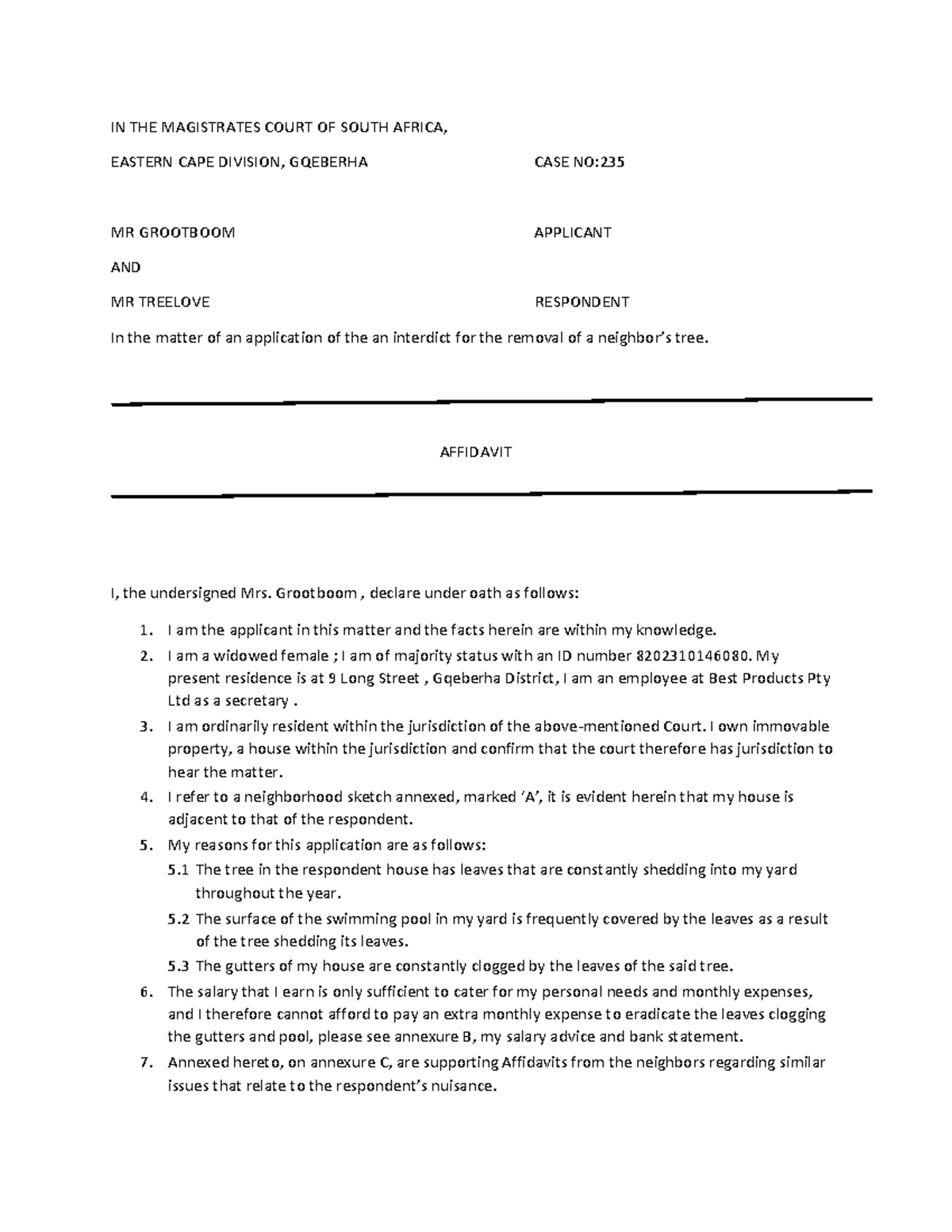 How To Write An Affidavit In South Africa Free Printable Download