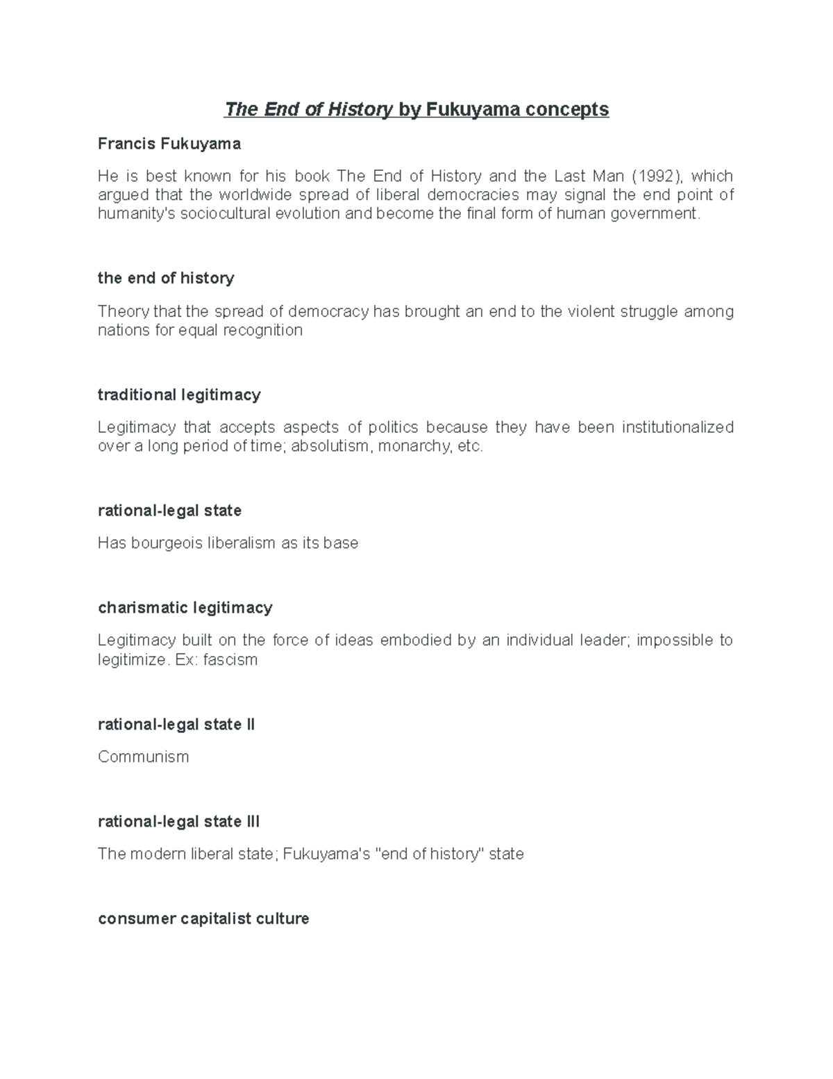 The End of History by Fukuyama concepts - White Teeth - The End of ...