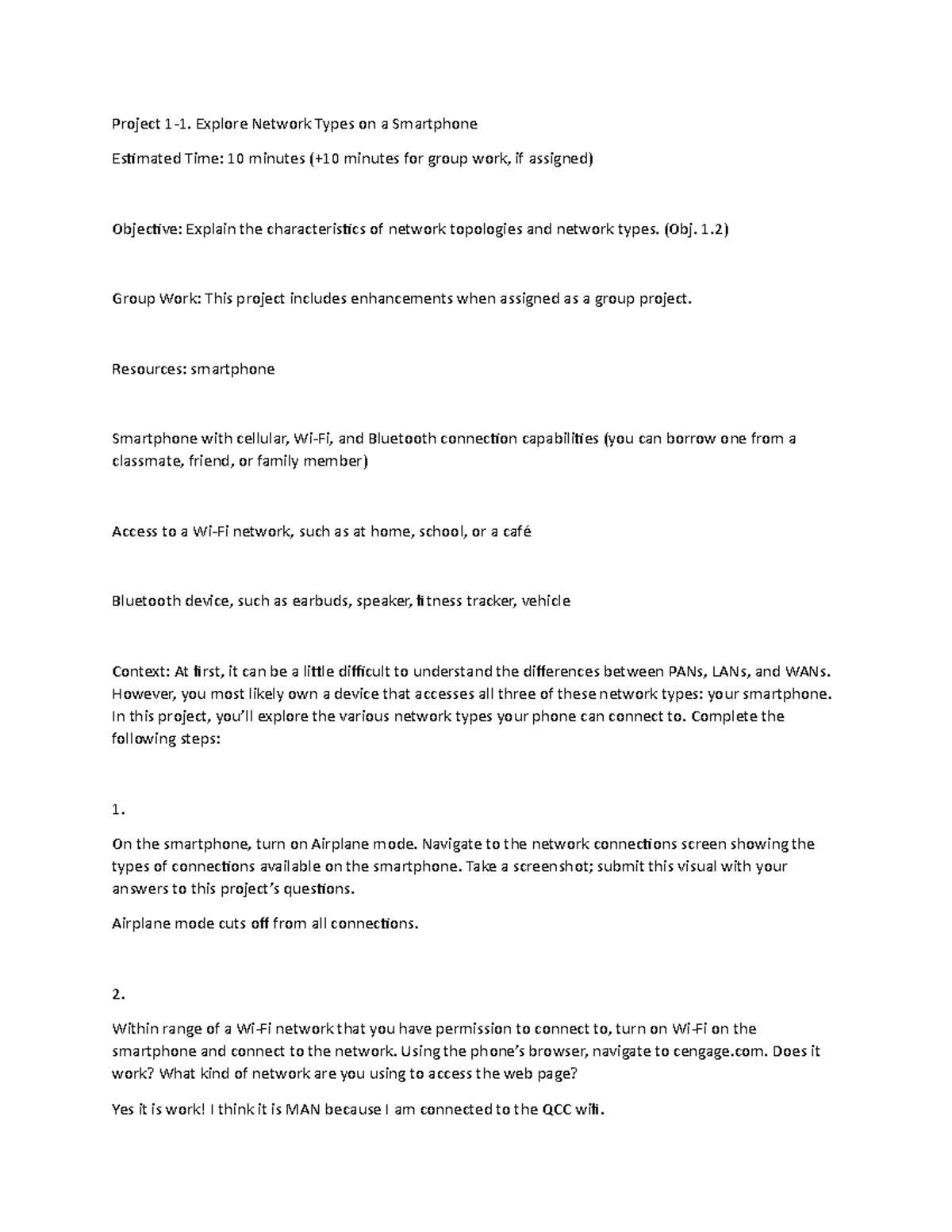 project 1 solved - Project 1-1. Explore Network Types on a ...