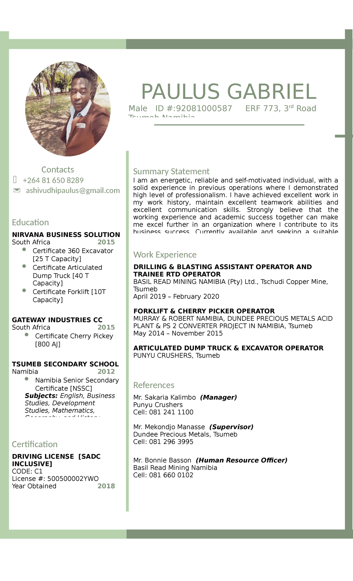 Gabriel Cv - rey3qitegy r4urujei43l - Contacts +264 81 650 8289 ...