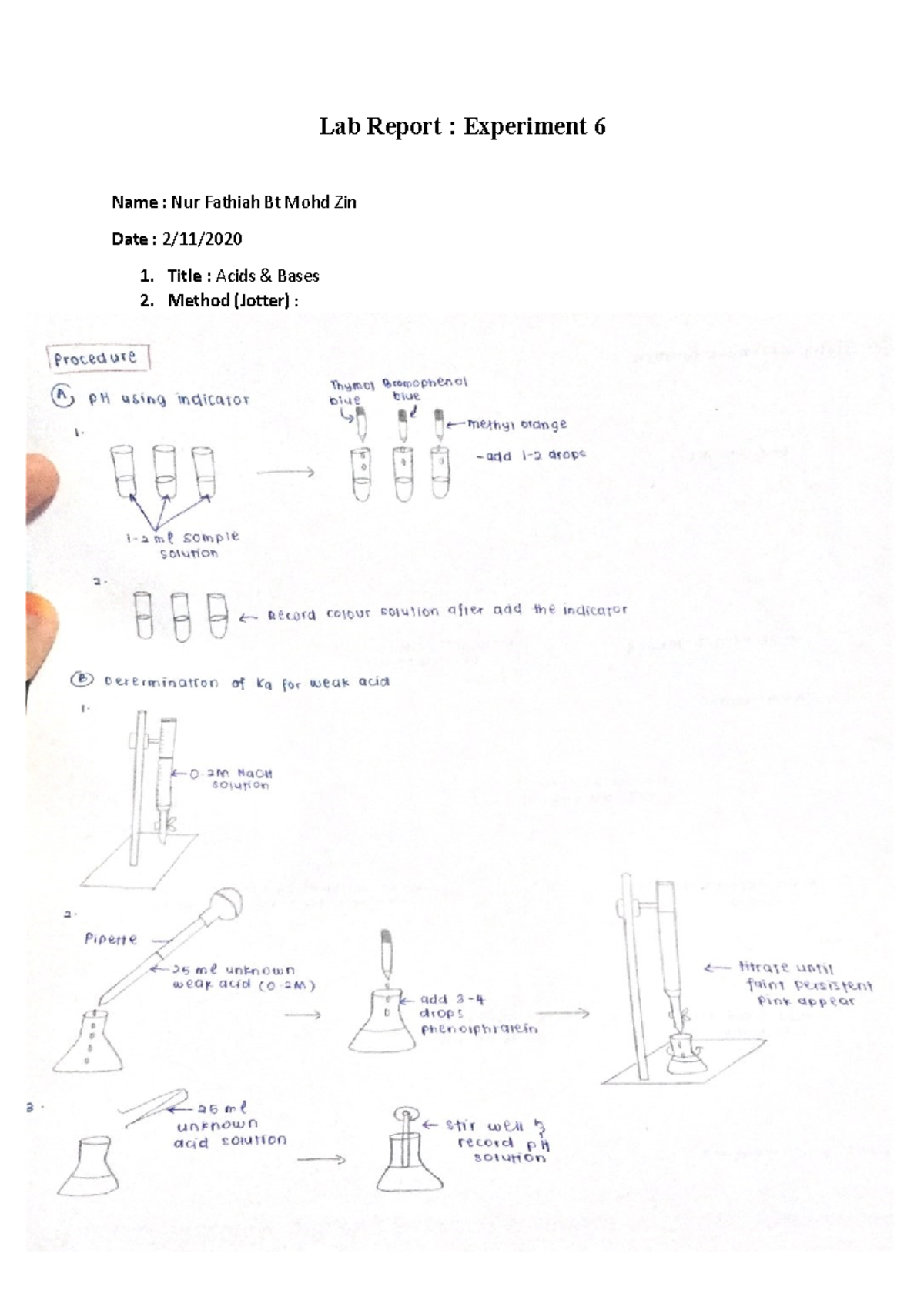Lab Report exp - Lab Report : Experiment 6 Name : Nur Fathiah Bt Mohd ...