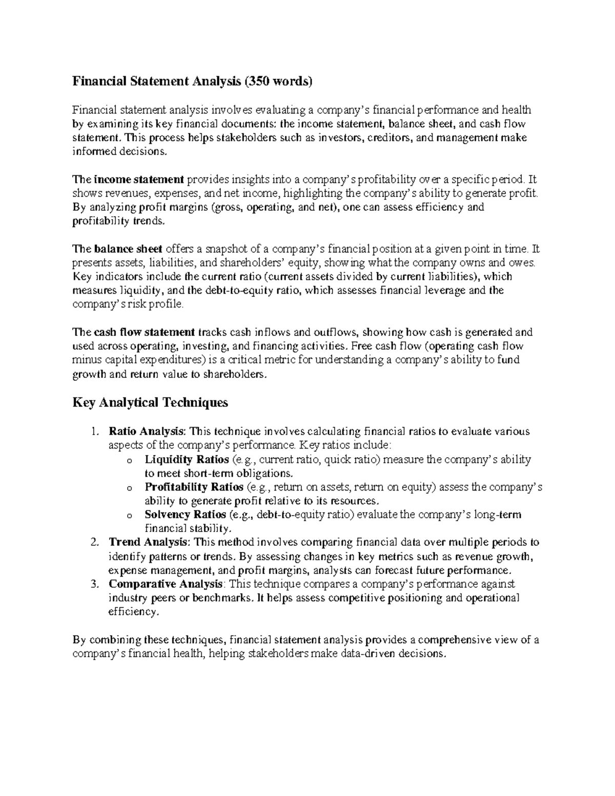 Financial Statement Analysis - This process helps stakeholders such as ...