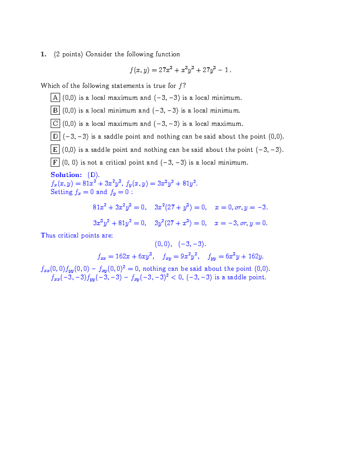 MAT2322 C Winter 24 Midterm 1A sol prof: Xinhou Hua - (2 points ...