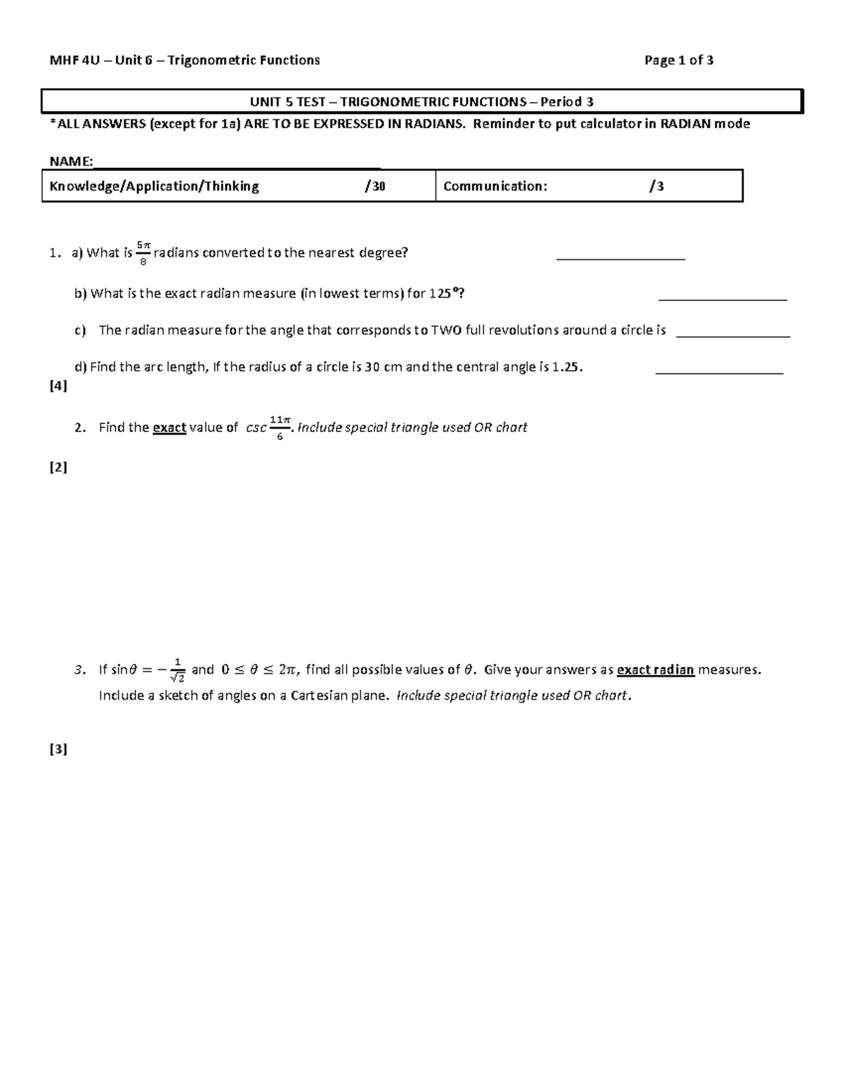 MHF4U - Unit 6 Dec 2022 Test - Per 3 - Nov 2019 .docx - MHF 4U – Unit 6 ...