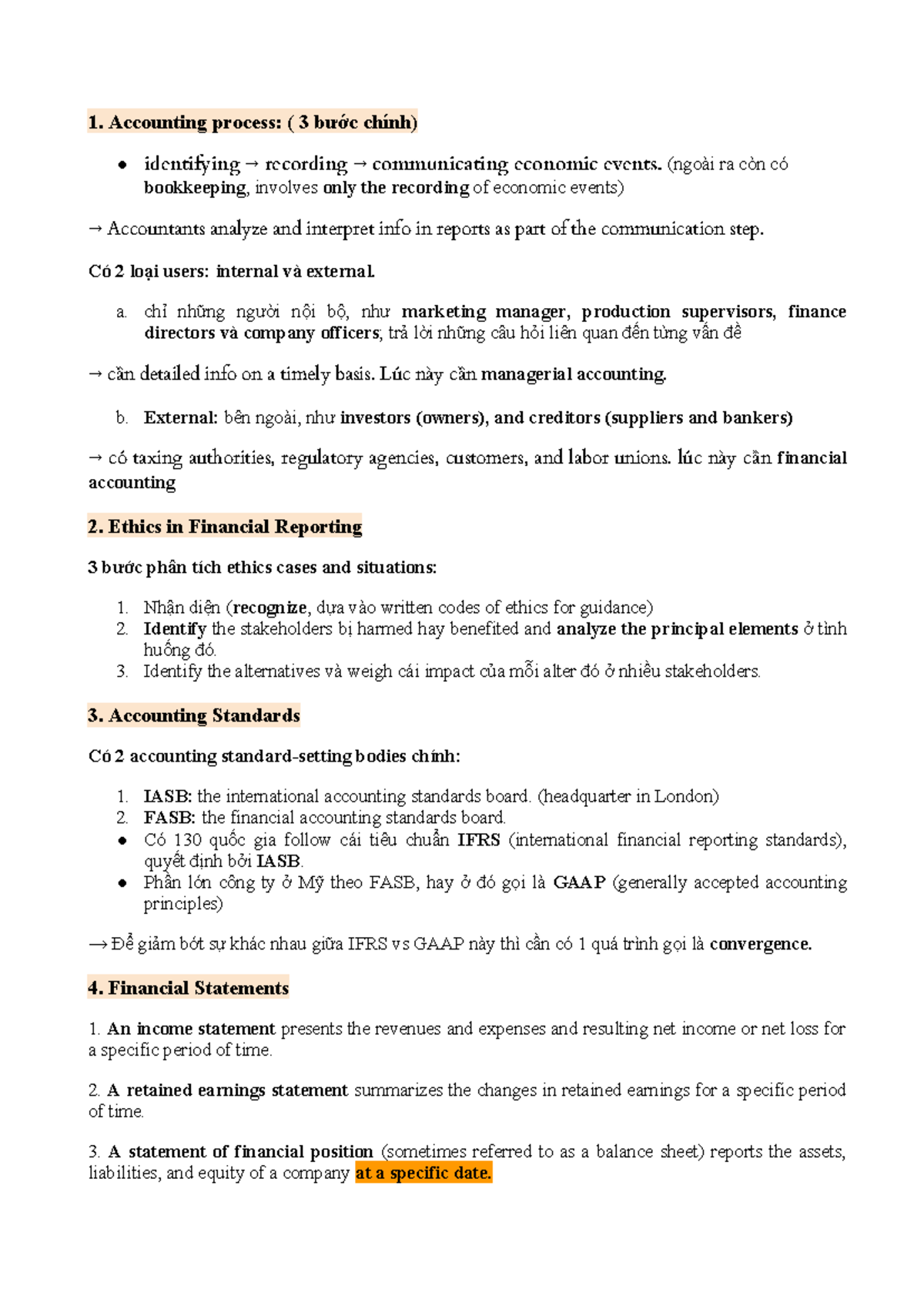 Midterm Revision - 1. Accounting process: ( 3 bước chính) identifying → ...