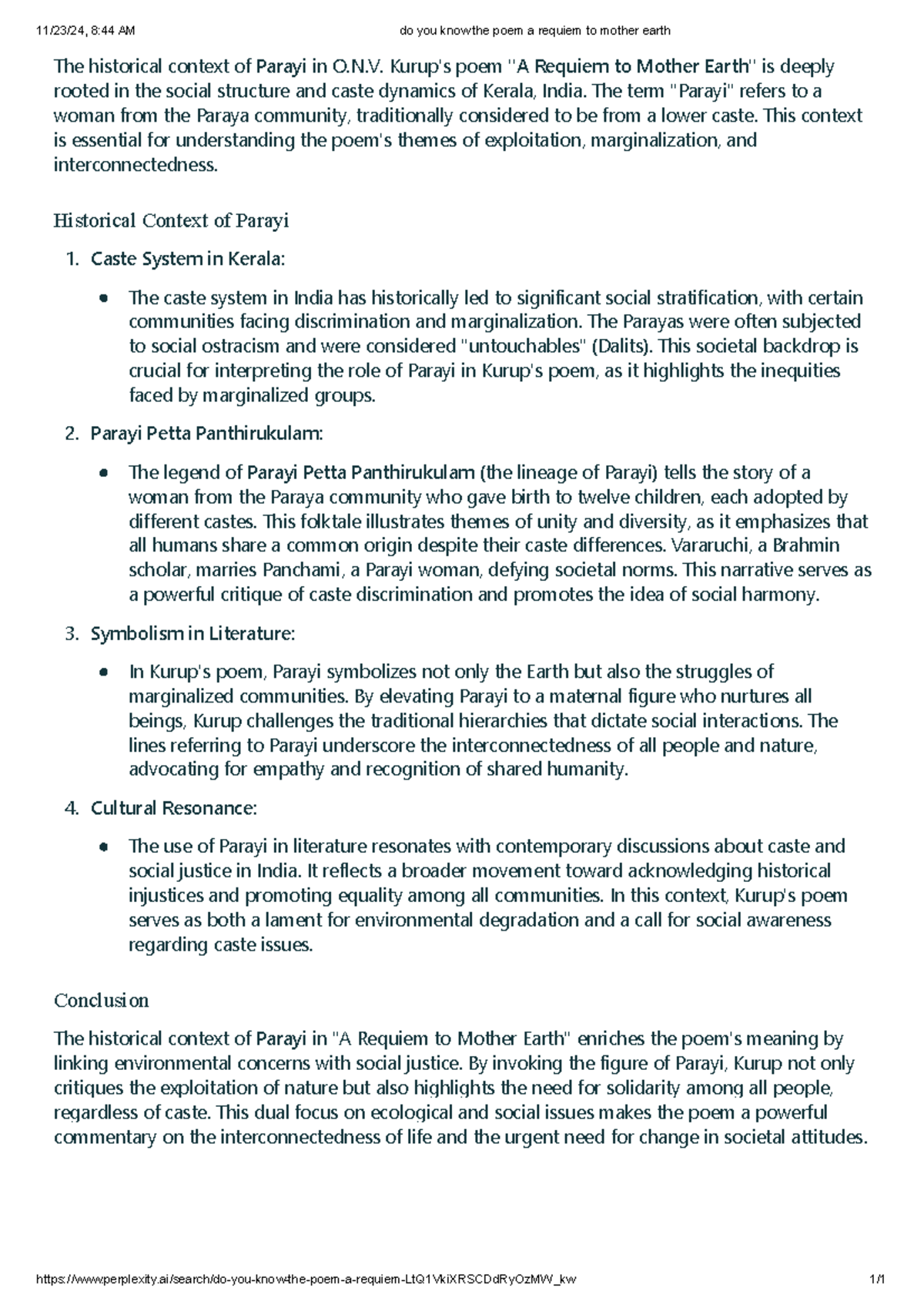 Parayi historical context - The historical context of Parayi in O.N ...
