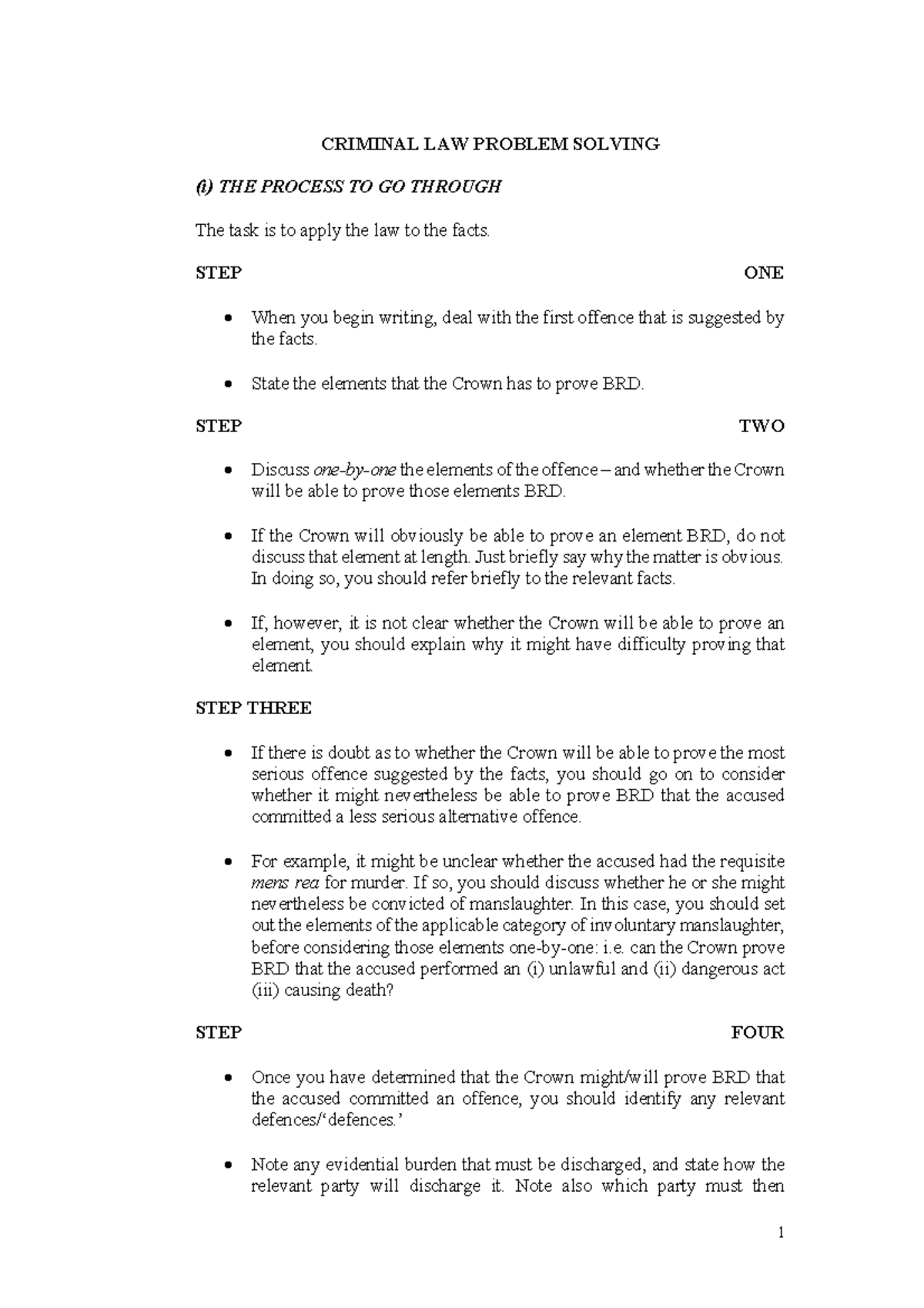 Criminal LAW Problem Solving Skills 2021 - 1 CRIMINAL LAW PROBLEM ...