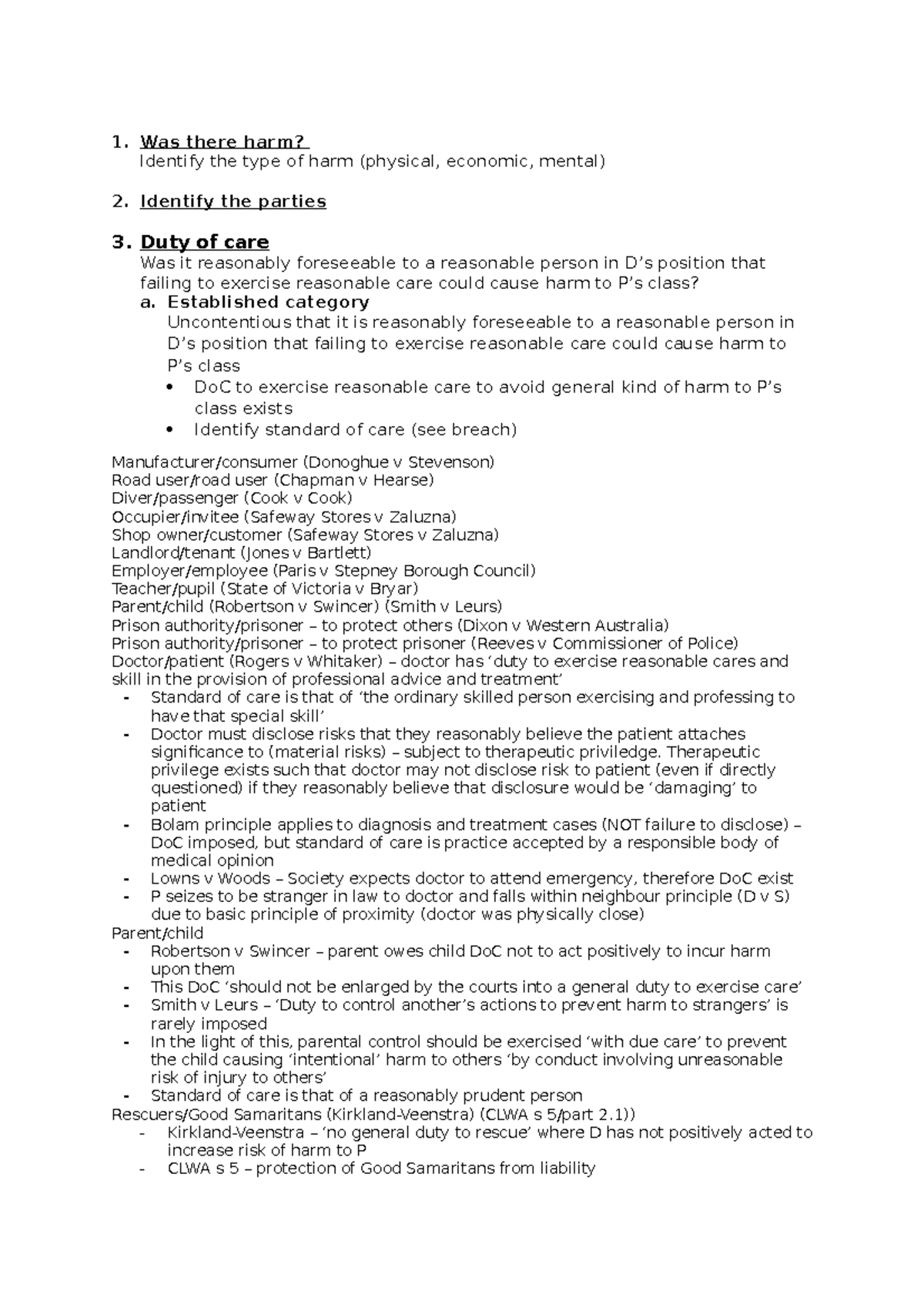 Lecture notes, lecture all after week 6 - 1. Was there harm? Identify ...