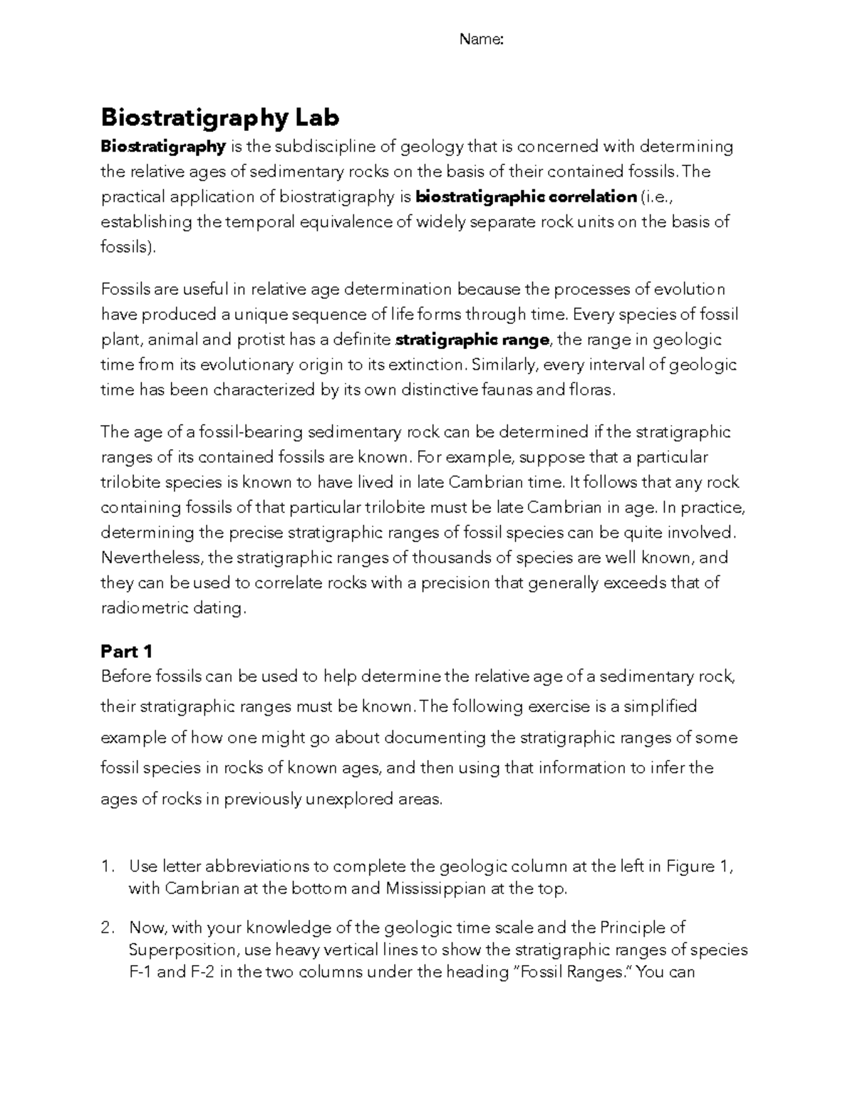 Biostratigraphy lab(1) - Studocu