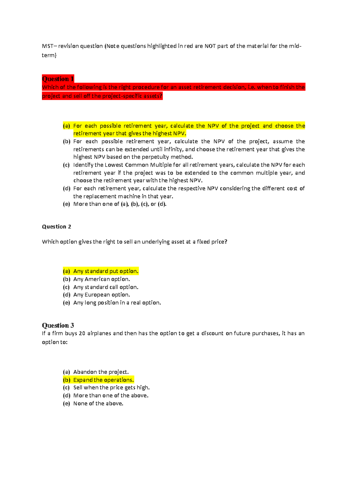 Mid term Revision questions with answers 2024 - MST– revision question (Note questions ...