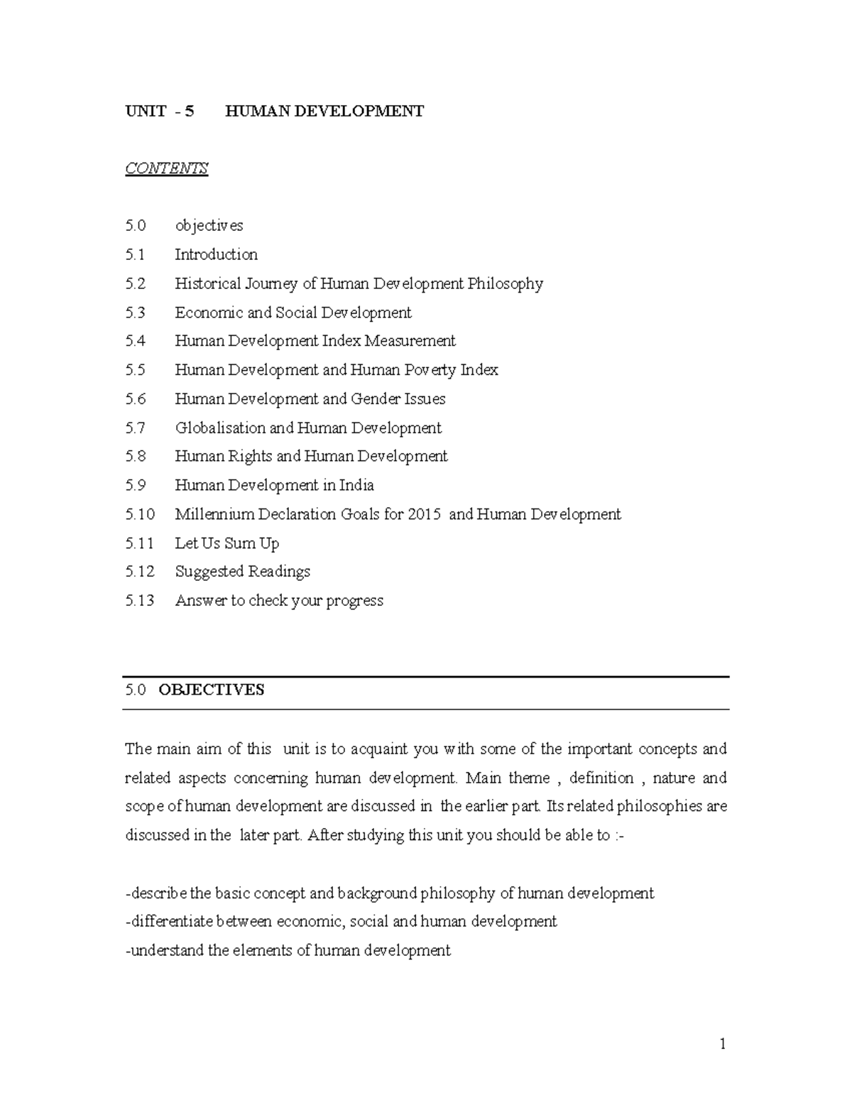 Human Development Notes - UNIT - 5 HUMAN DEVELOPMENT CONTENTS 5 ...