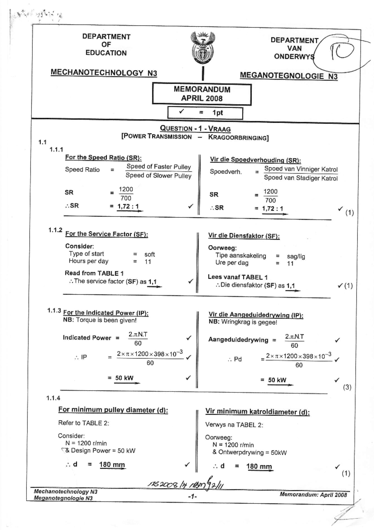 2008 mechanotechnology N3 April memorandum - DEPARTMENT DEPARTMENT OF ...