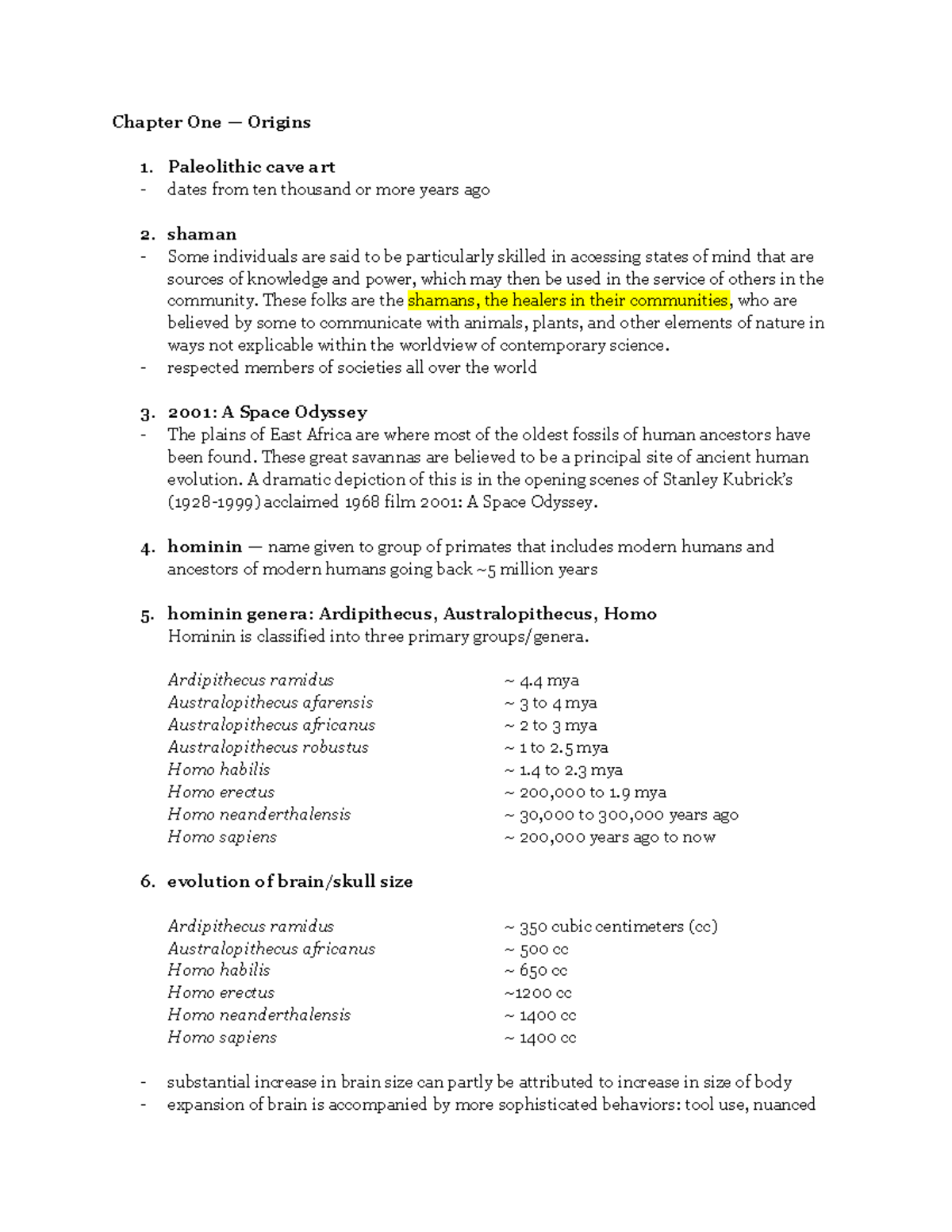 Module 1 Evolution of the Mind, the Brain, and Brain Chemistry ...