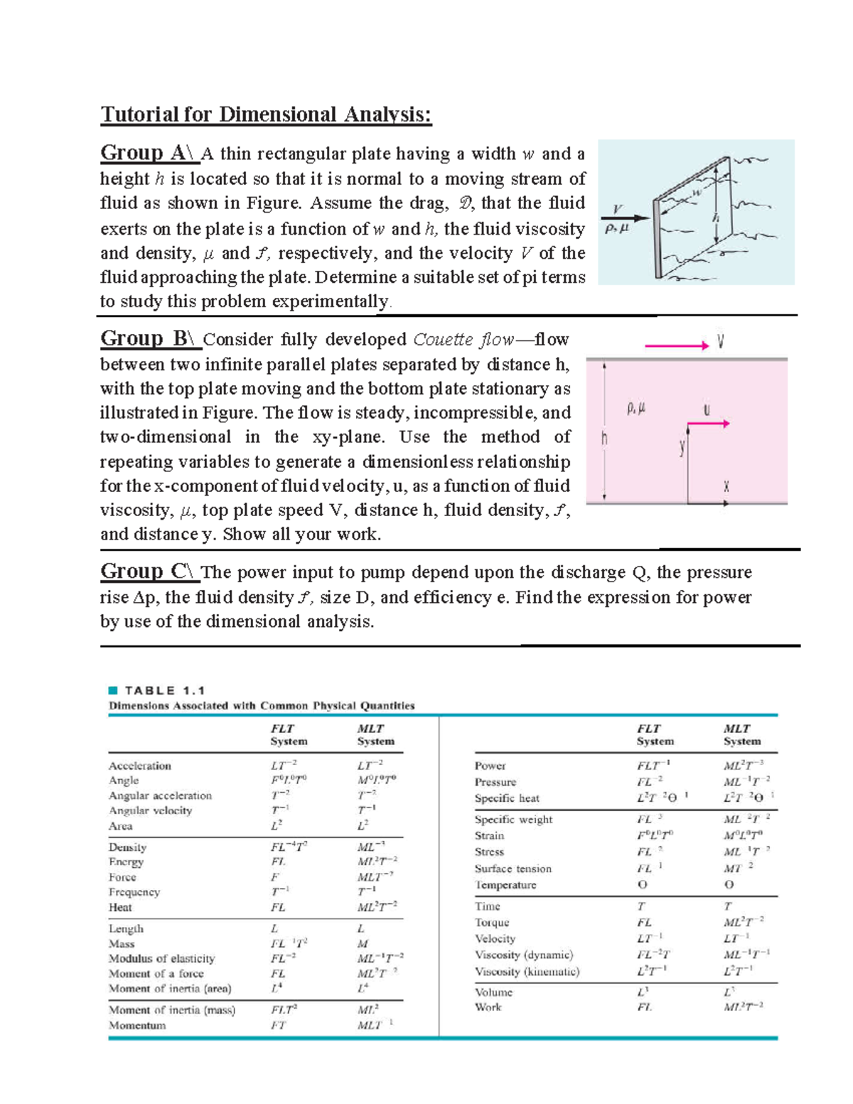 Ch4 Tutorial 1 Fluid Warning Tt Undefined Function 32 Tutorial For Dimensional Analysis