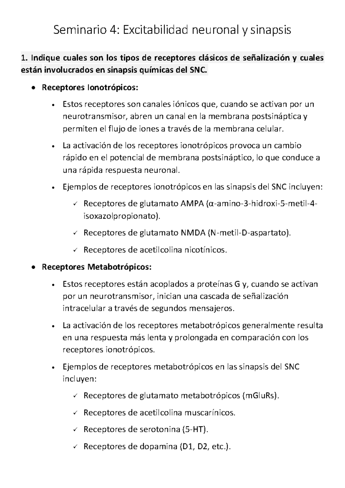 Guia de preguntas Excitabilidad neuronal y sinapsis - Seminario 4 ...