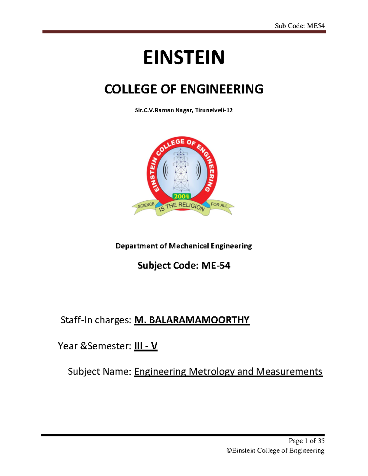 Power plant engineering - Page 1 of 35 EINSTEIN COLLEGE OF ENGINEERING Sir.C.V Nagar ...