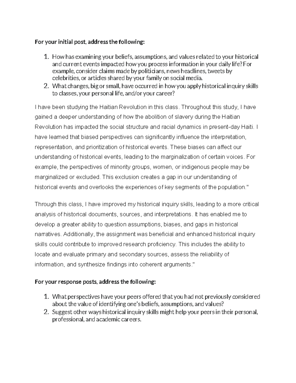 8-1 Discussion Making Connections - For your initial post, address the ...