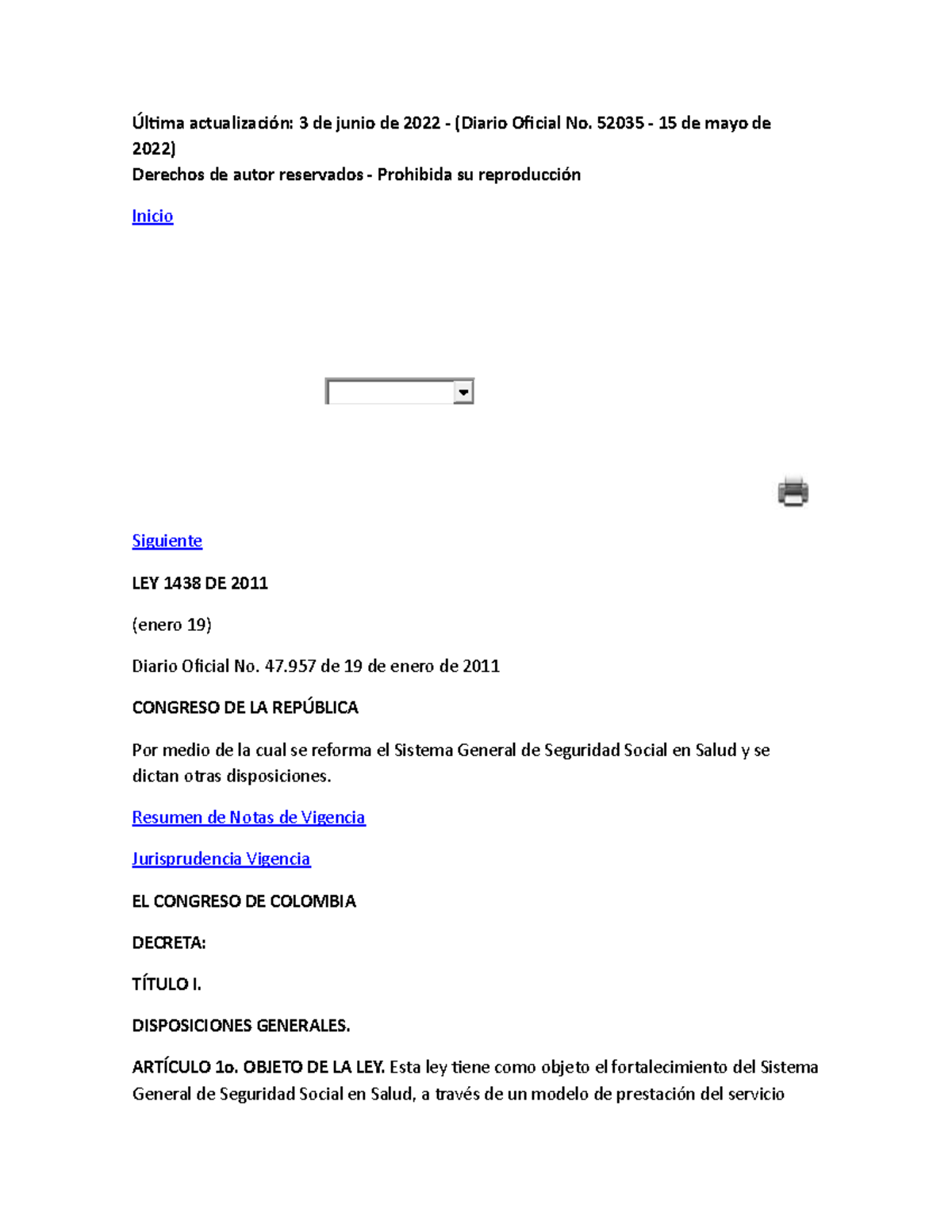 Ley 1438 del 2011 - gerencia de calidad en salud - Última actualización ...