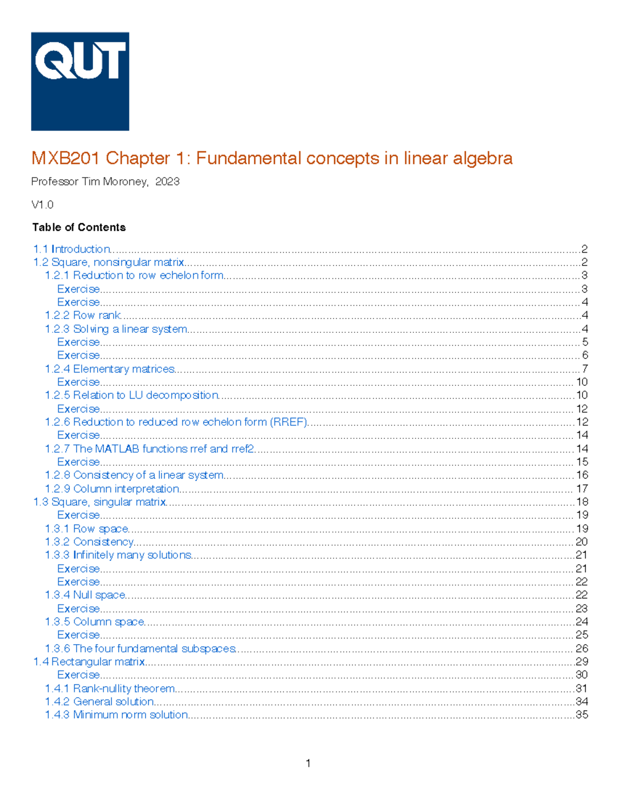 MXB201 2023 Chapter 1 - MXB201 Chapter 1: Fundamental concepts in ...