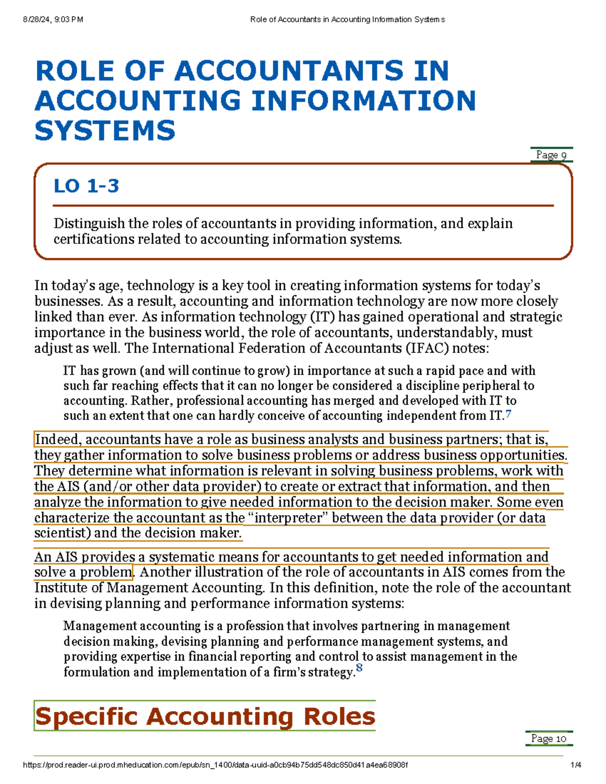 Role of Accountants in Accounting Information Systems - Page 9 Page 10 ...