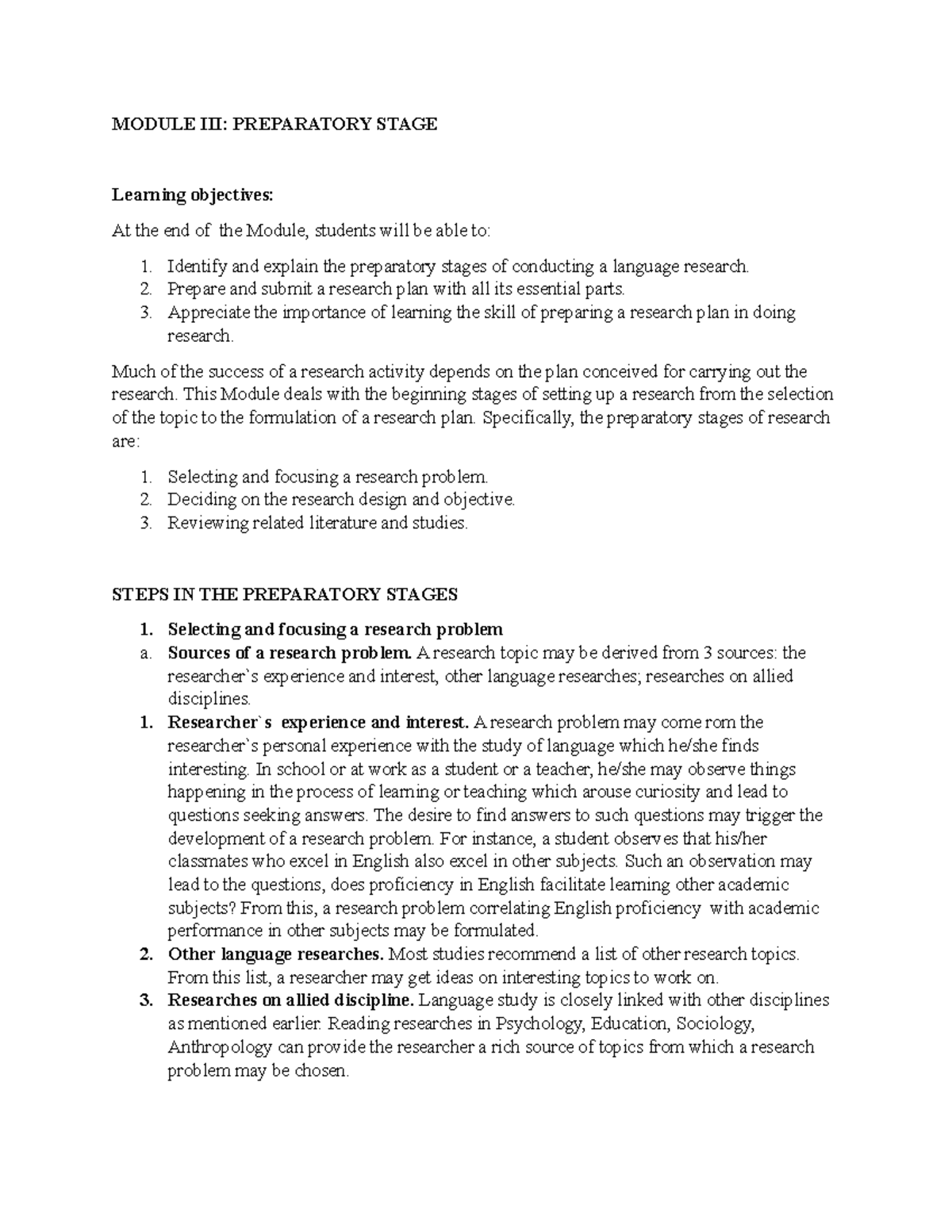 Module-III The Mehods in Language Research - Bachelor of Secondary ...